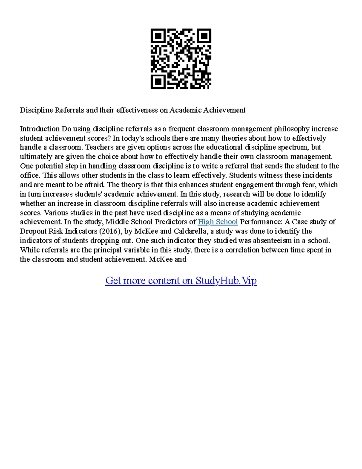 Essay On Discipline In School - Discipline Referrals and their ...