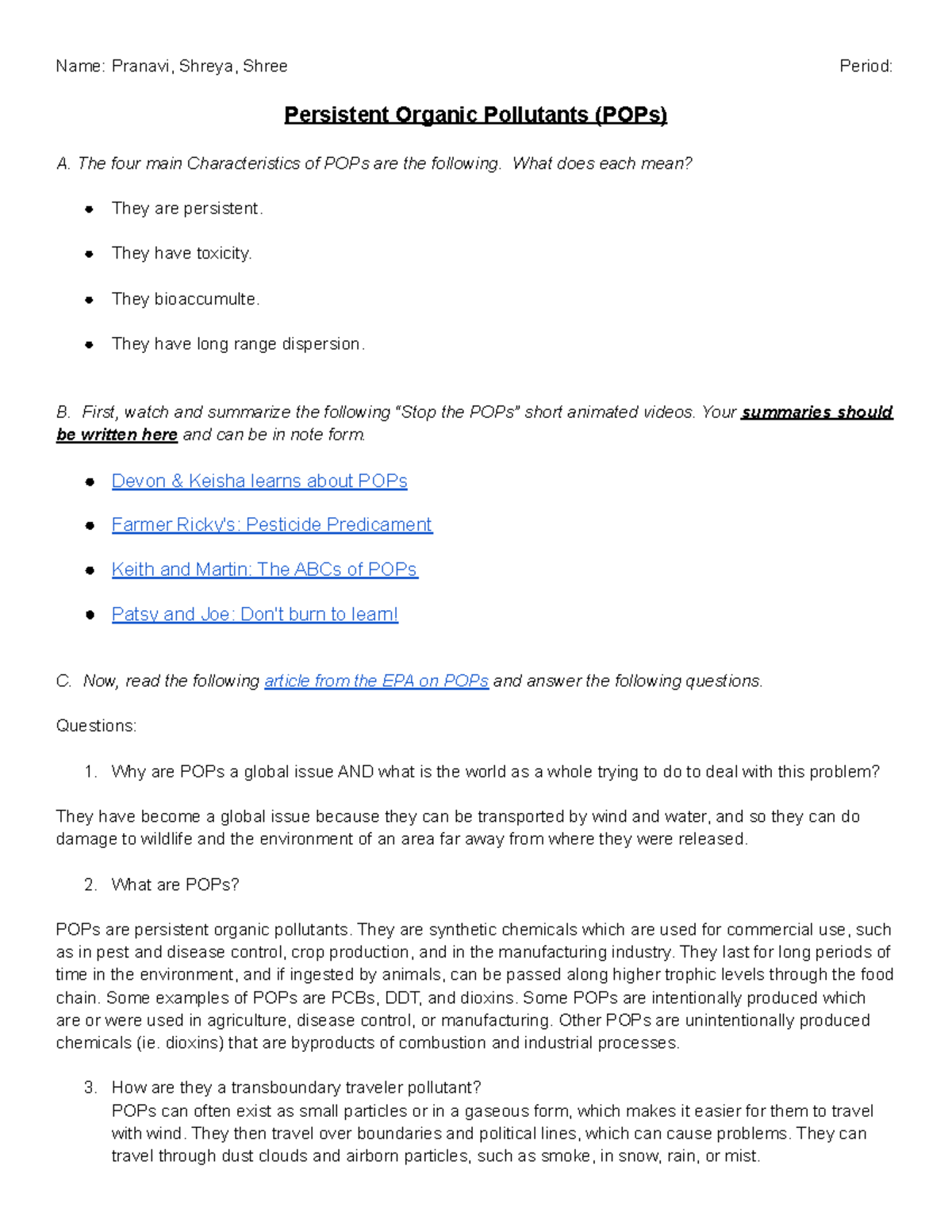 Persistent Organic Pollutants (POPs) - Studocu