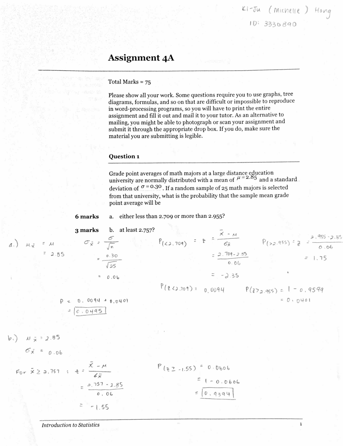 Stats Assignment 4A - Math 215 - Studocu