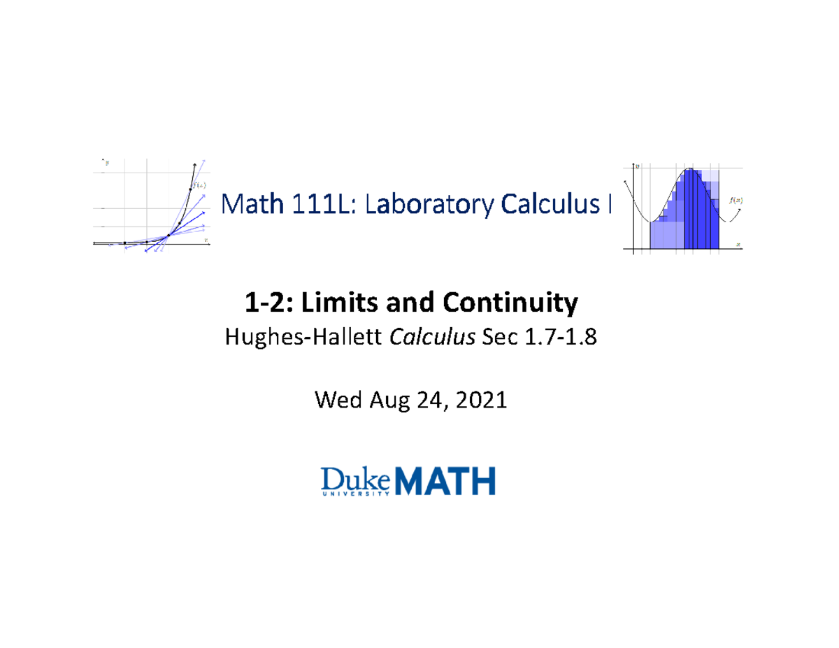 Math111L F21 1-2 Limits And Continuity-part1 002Complete - Math 111L: Laboratory CalculusMath ...