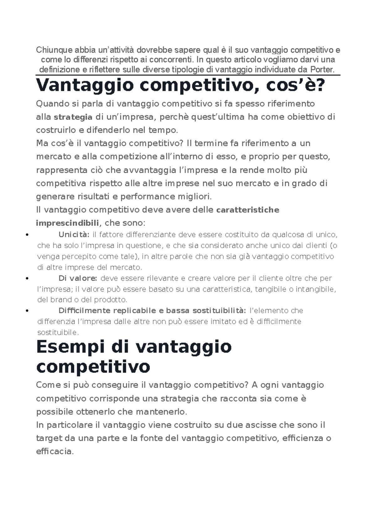 Vantaggio competitivo. Vantaggio competitivo cos'e'? - Chiunque abbia ...