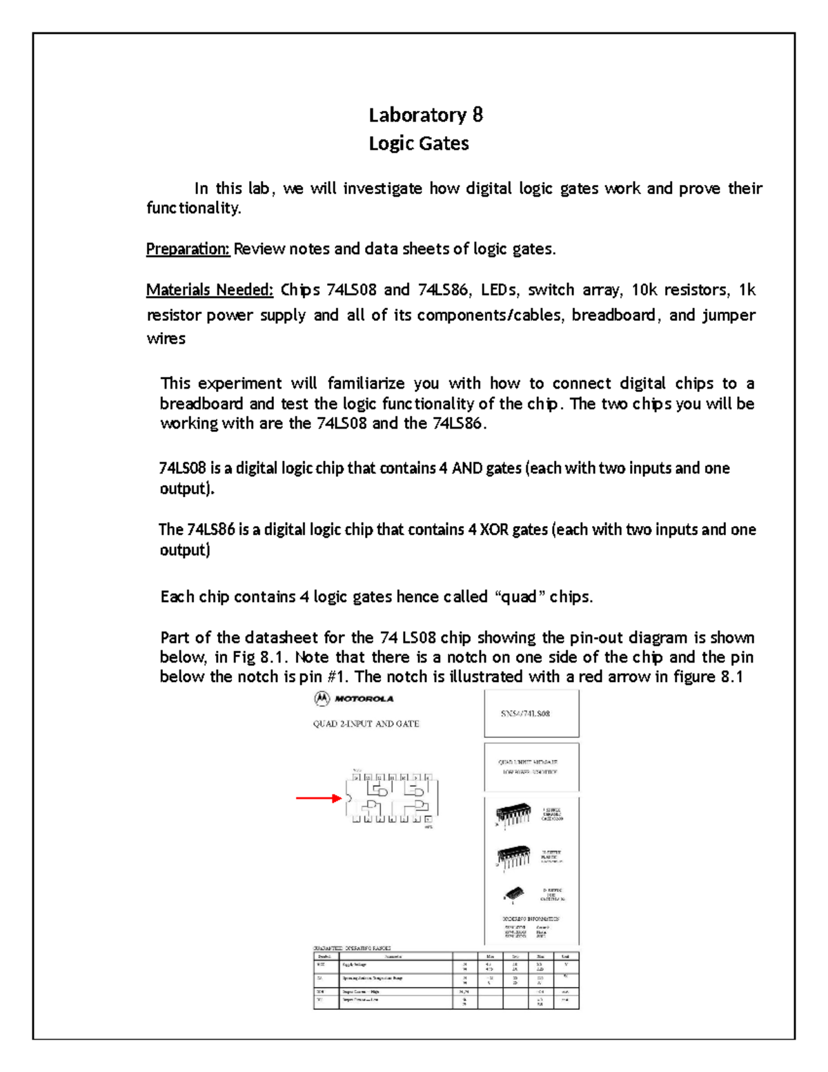 Laboratory 8 Fall 2023 - lab work - Laboratory 8 Logic Gates In this ...