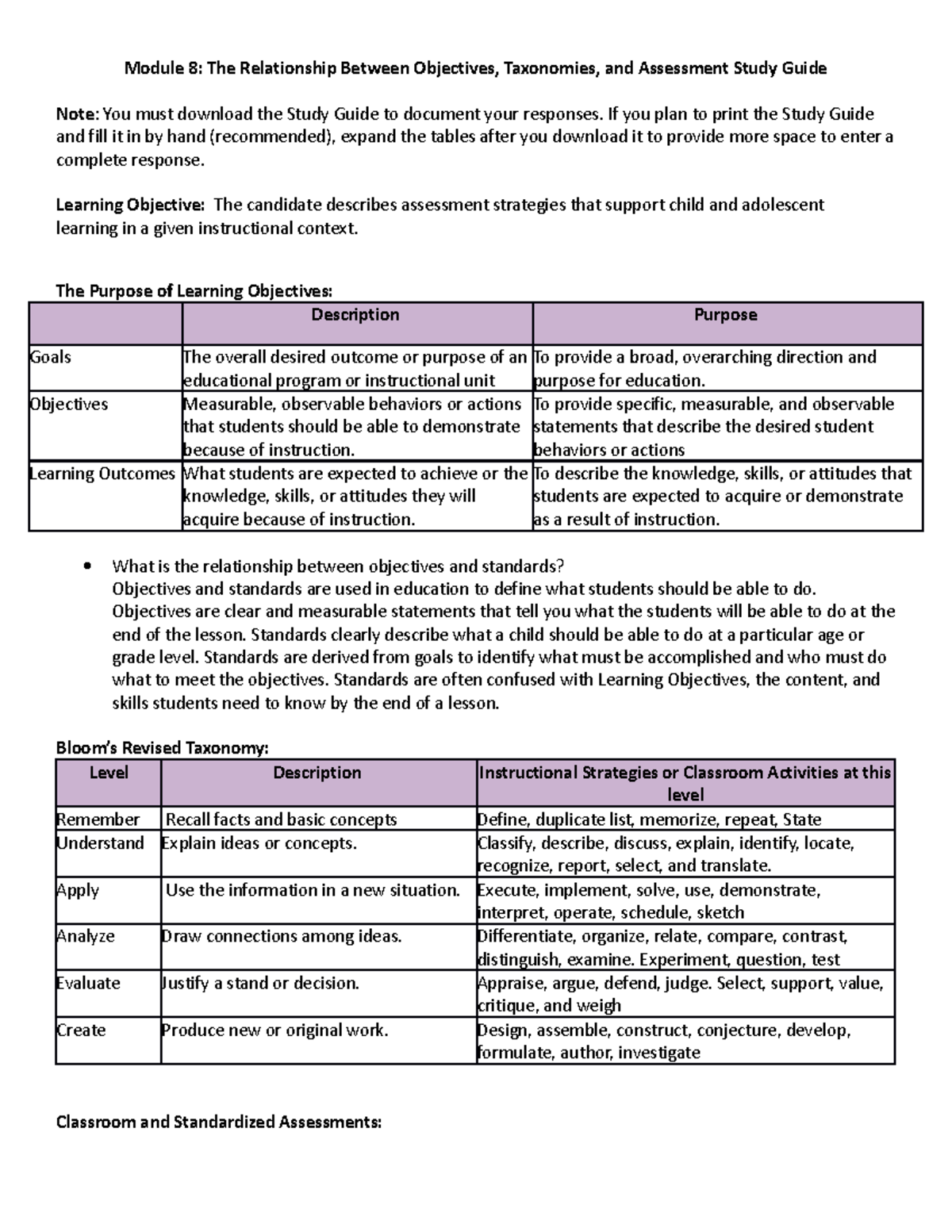 D307 M8 Study Guide - nope - Module 8: The Relationship Between ...