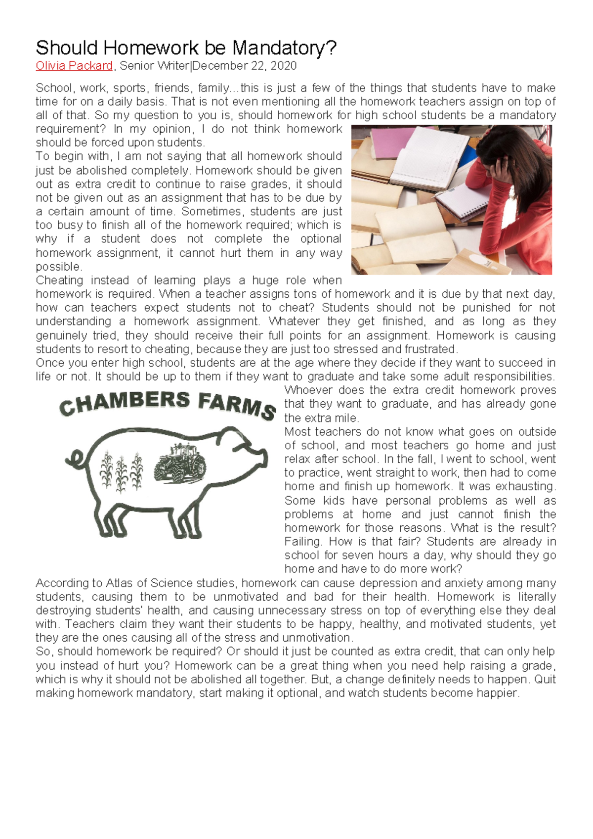 Activity should be mandatory Position Paper - Should Homework be ...