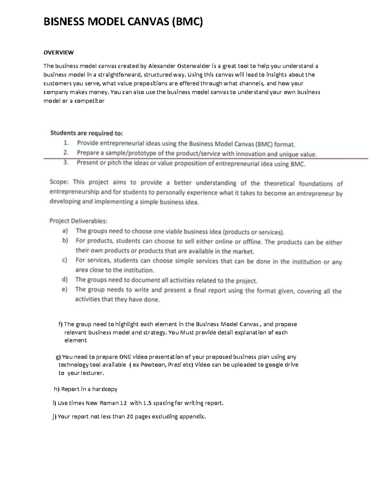 Bisness Model Canvas tugasan - BISNESS MODEL CANVAS (BMC) OVERVIEW The ...