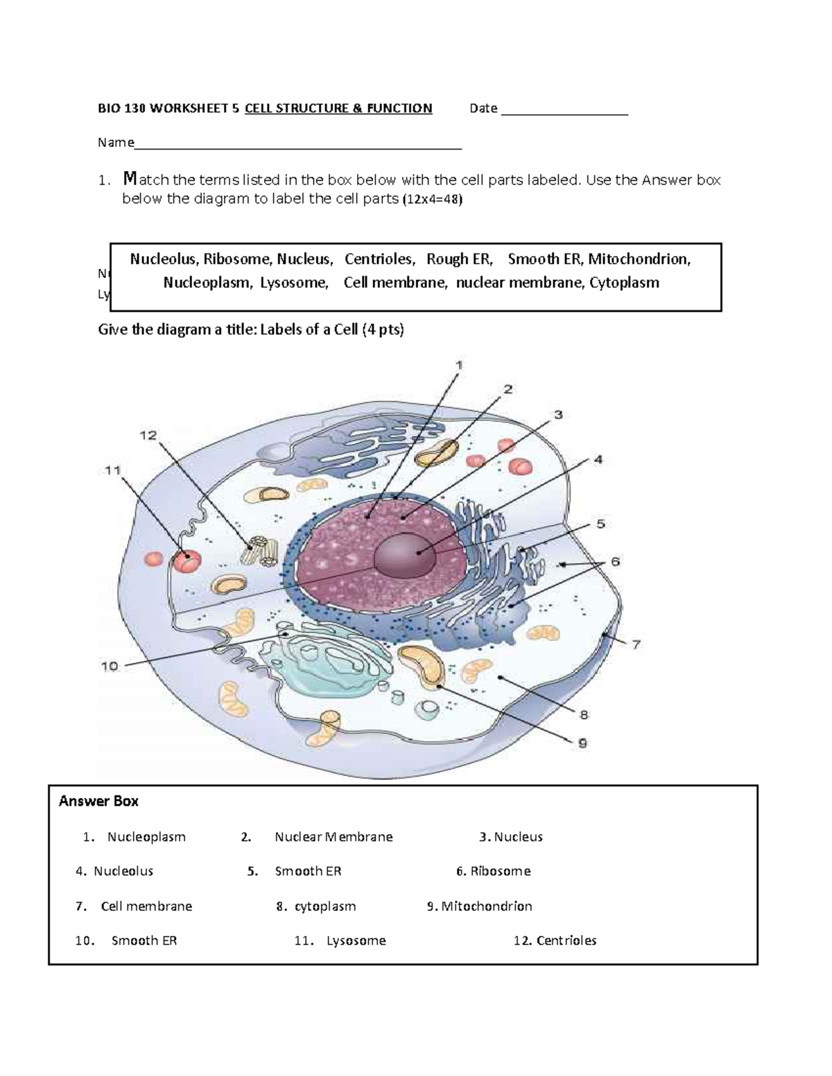 Mod 4 BIO 130 Work sheet 5 cell structure and function 2020 krc (3 ...