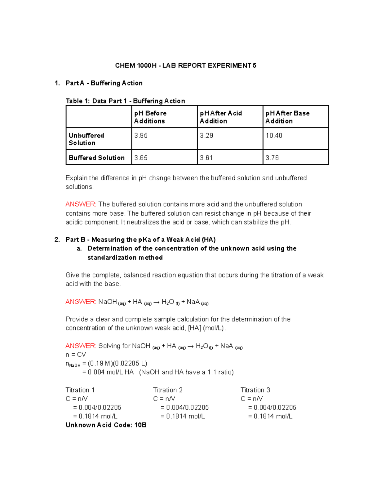 CHEM - 1000H - Lab 5 - Introductory Chemistry I - CHEM 1000H - LAB ...