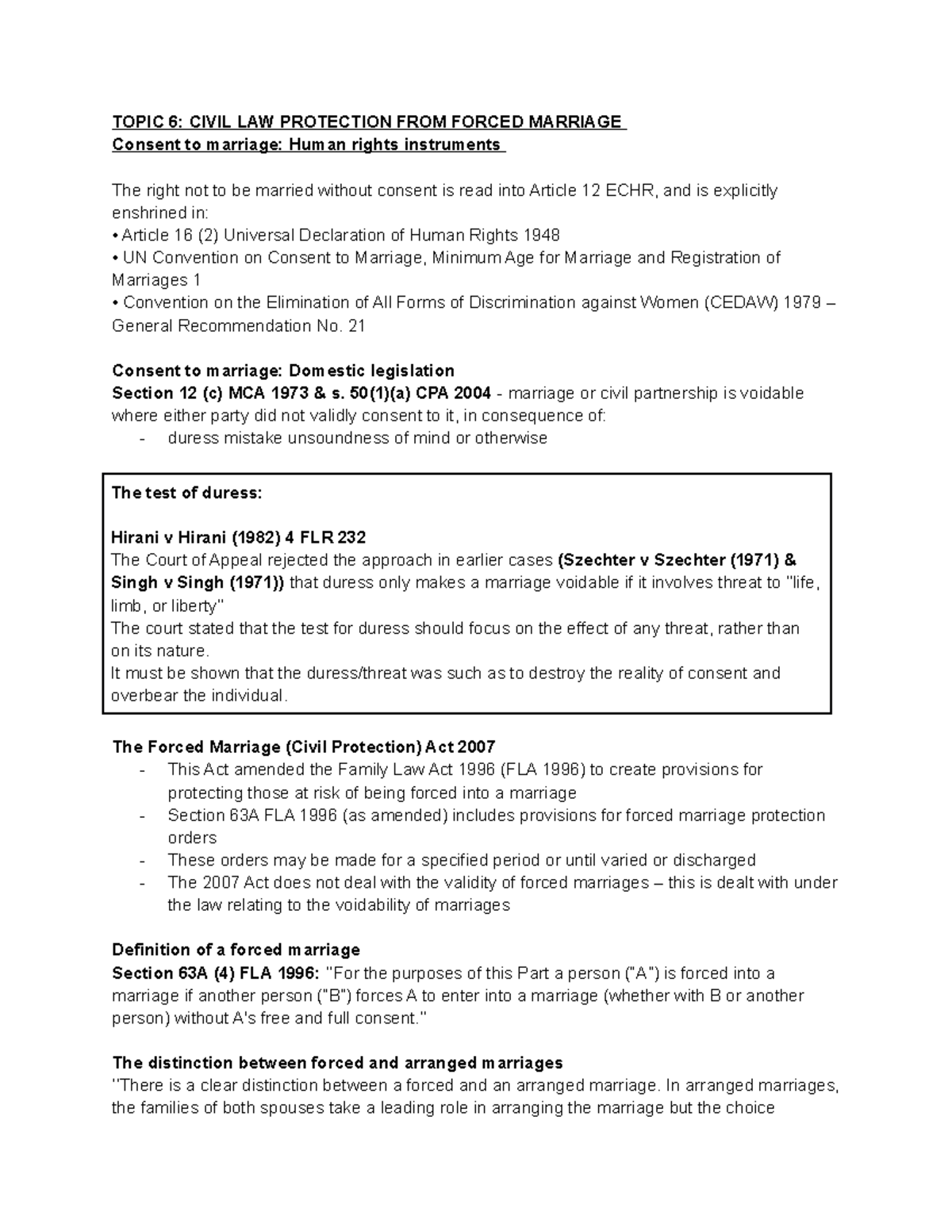 Family Law Lecture 6 - Forced Marriage - TOPIC 6: CIVIL LAW PROTECTION ...