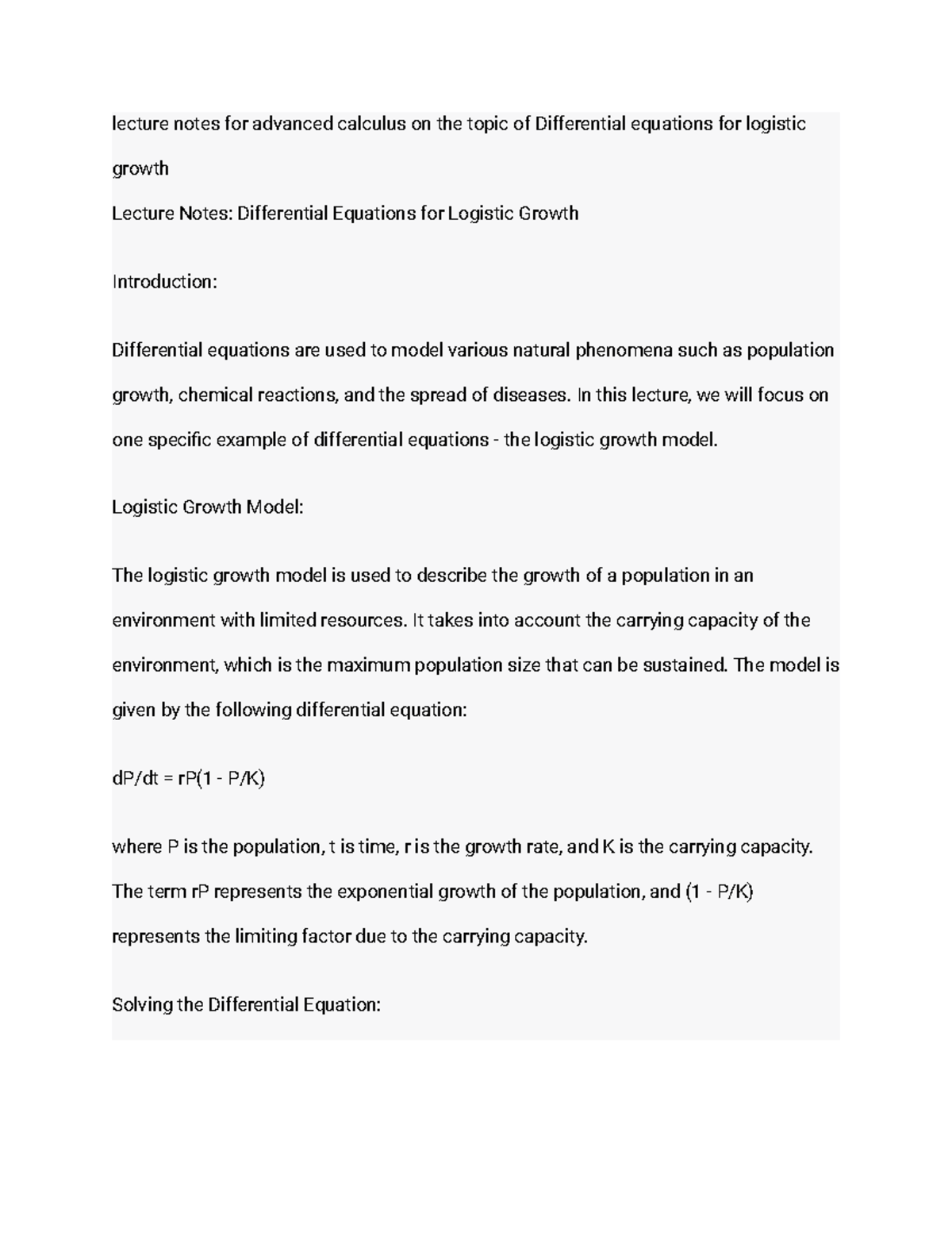 Lecture notes for advanced calculus on the topic of Differential ...