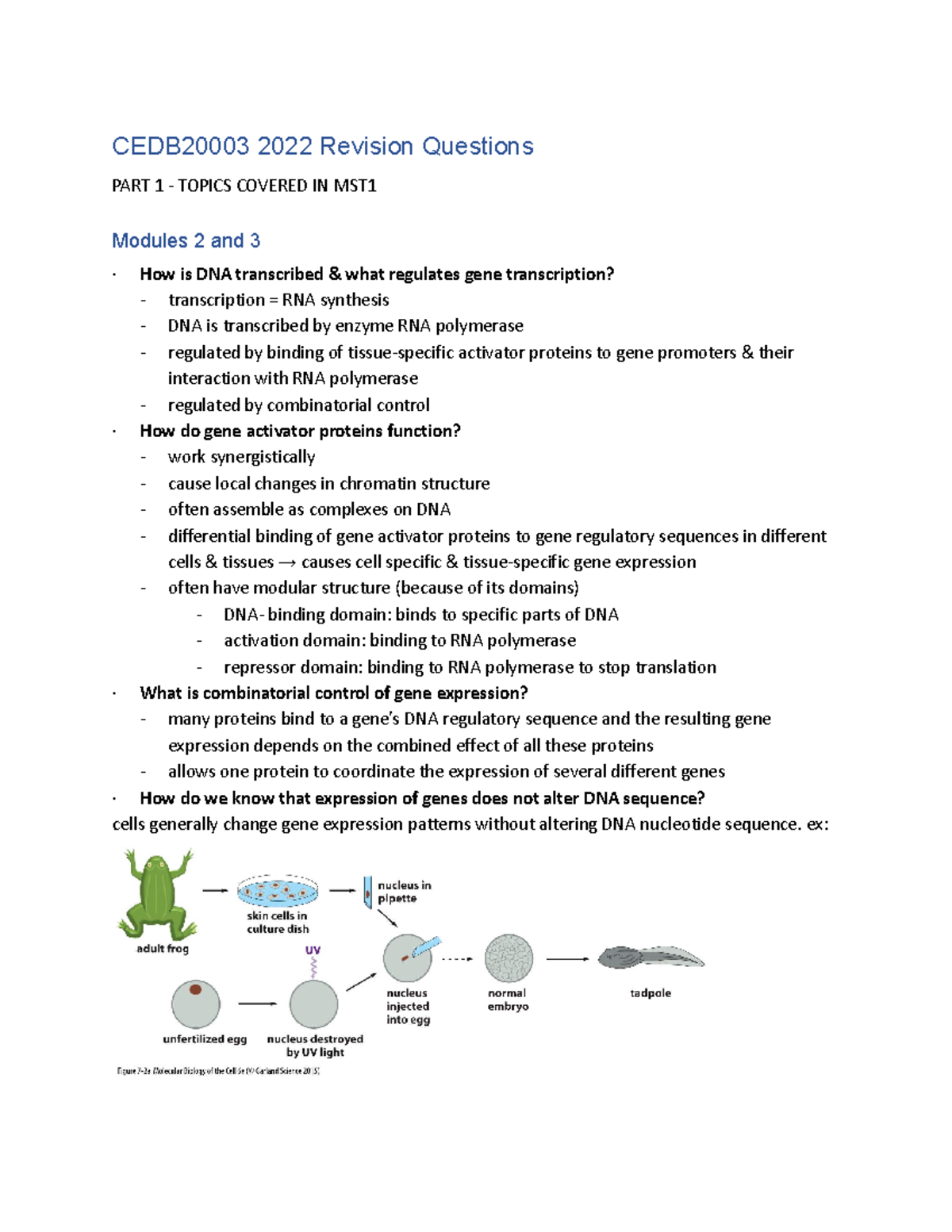 Revision PT 1 - CEDB20003 2022 Revision Questions PART 1 - TOPICS COVERED IN MST Modules 2 and 3 ...