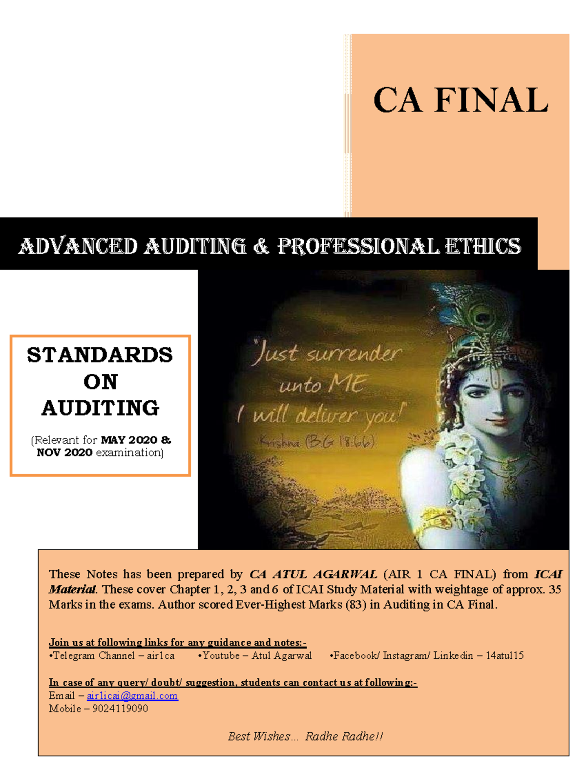 SA Concept Notes - advancEd auditing & ProfEssional Ethics These Notes ...