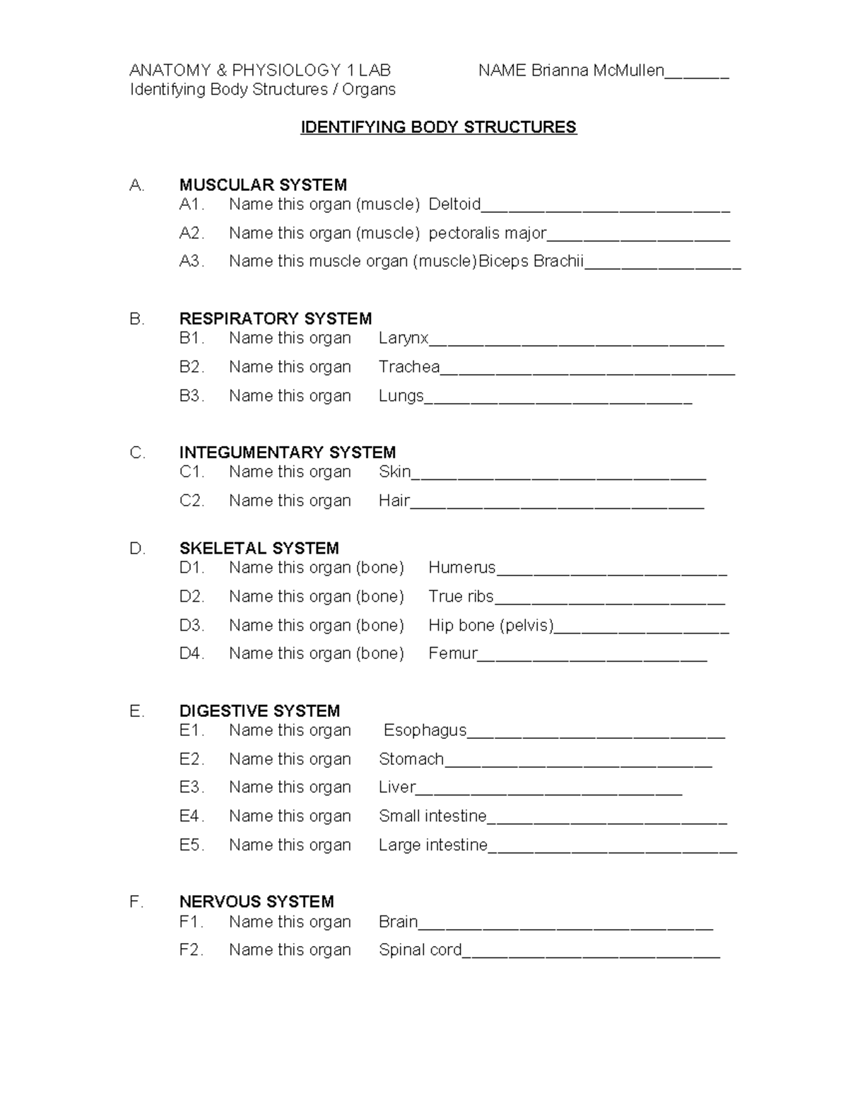 Lab01-Identifying Body Structures - ANATOMY & PHYSIOLOGY 1 LAB NAME ...