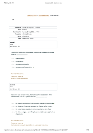 MNB1501 - Unisa - Business Management IA - Studocu