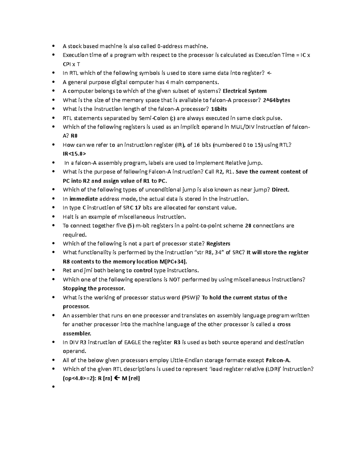 CS501 Quiz 1 - A stock based machine is also called 0-address machine ...
