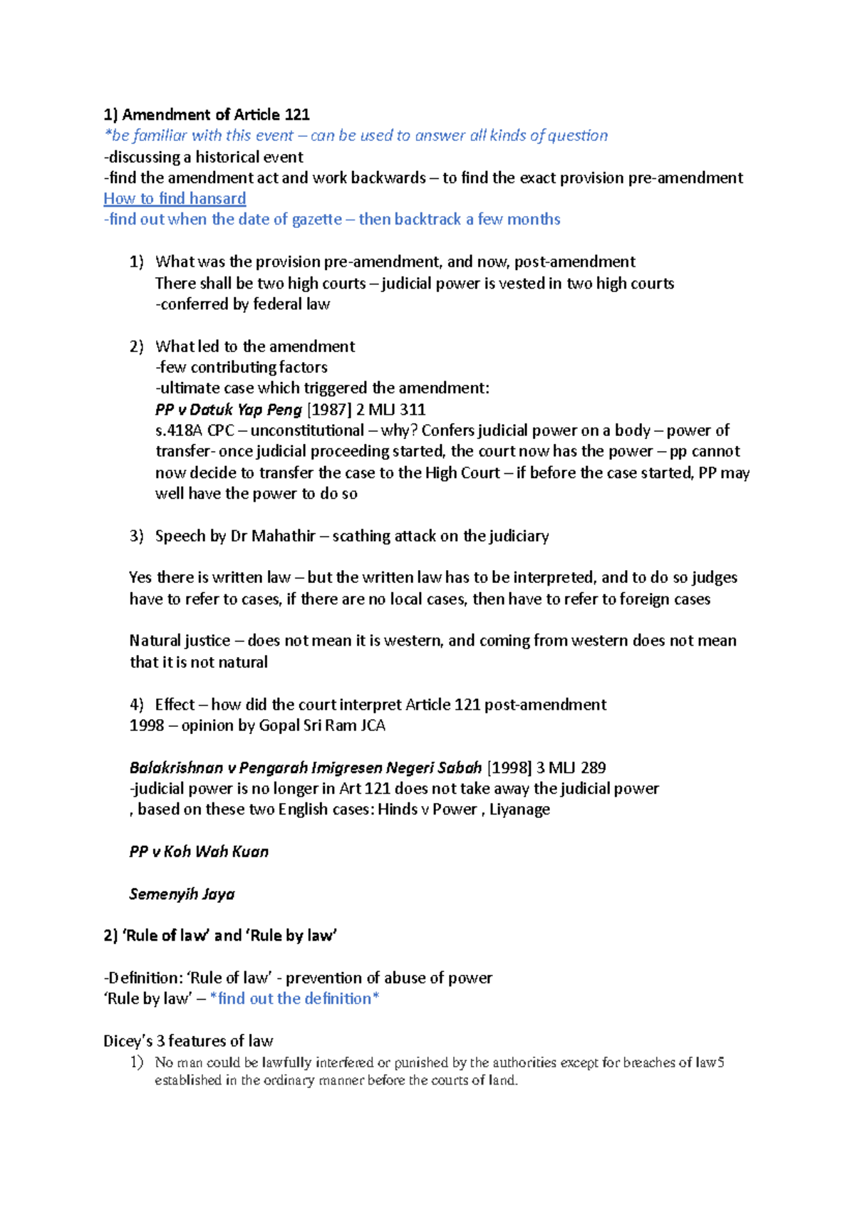 ‘Rule of law’ and ‘Rule by law’ - Amendment of Article 121 *be familiar ...