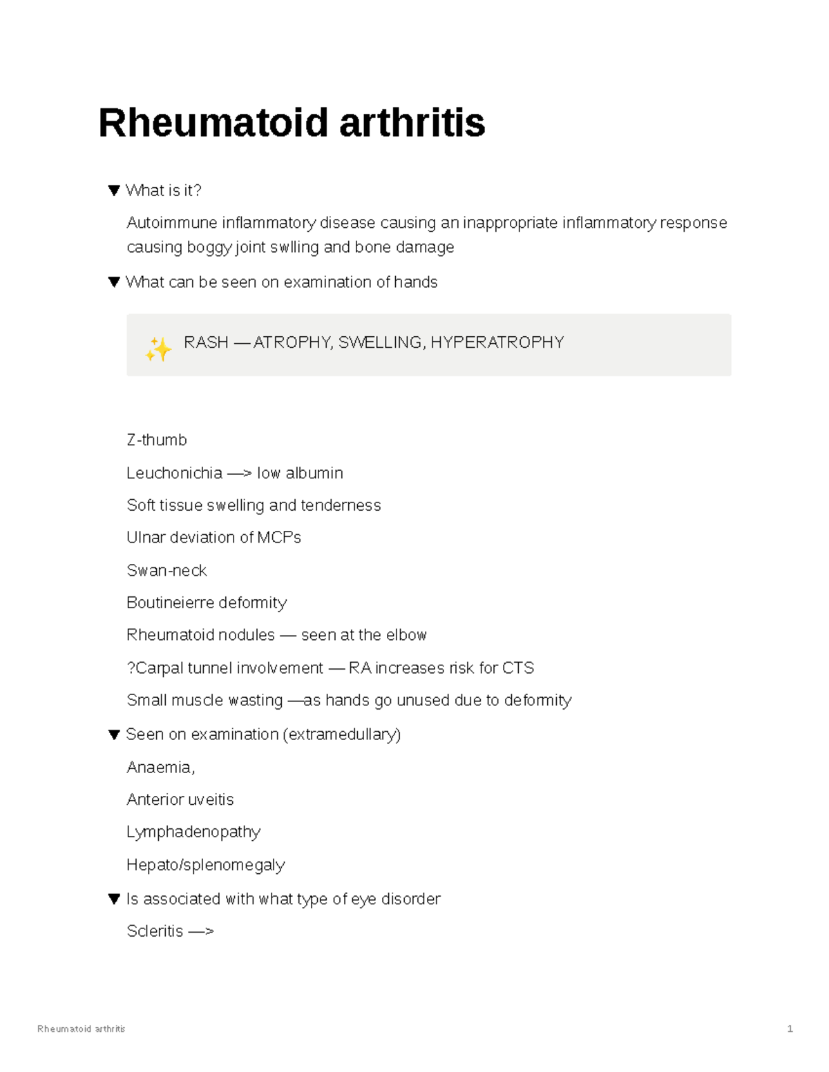 Rheumatoid arthiritis - How can you assess soft tissue swelling on ...