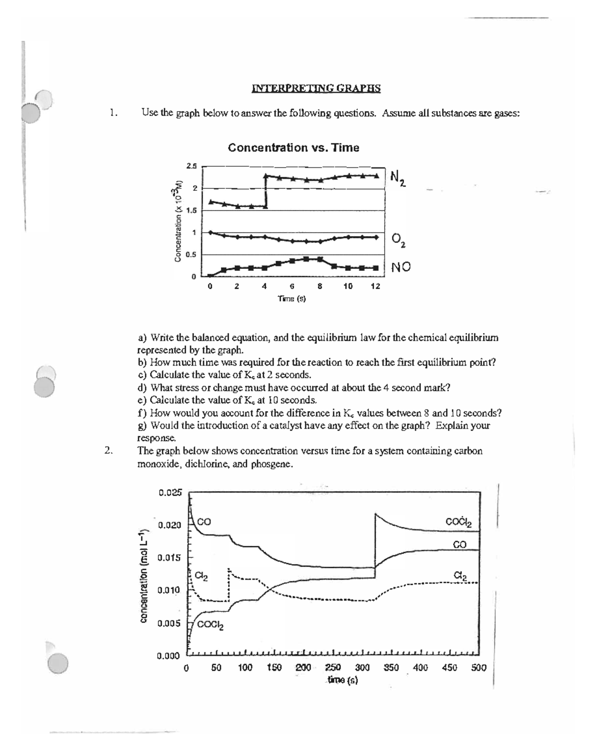 Le chatelier graphing ws - INTERPRETING GRAPHS 1. Use the graph below to answer the following ...