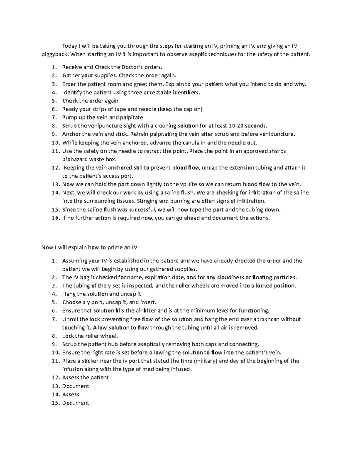 IV Steps - Today I will be taking you through the steps for starting an ...