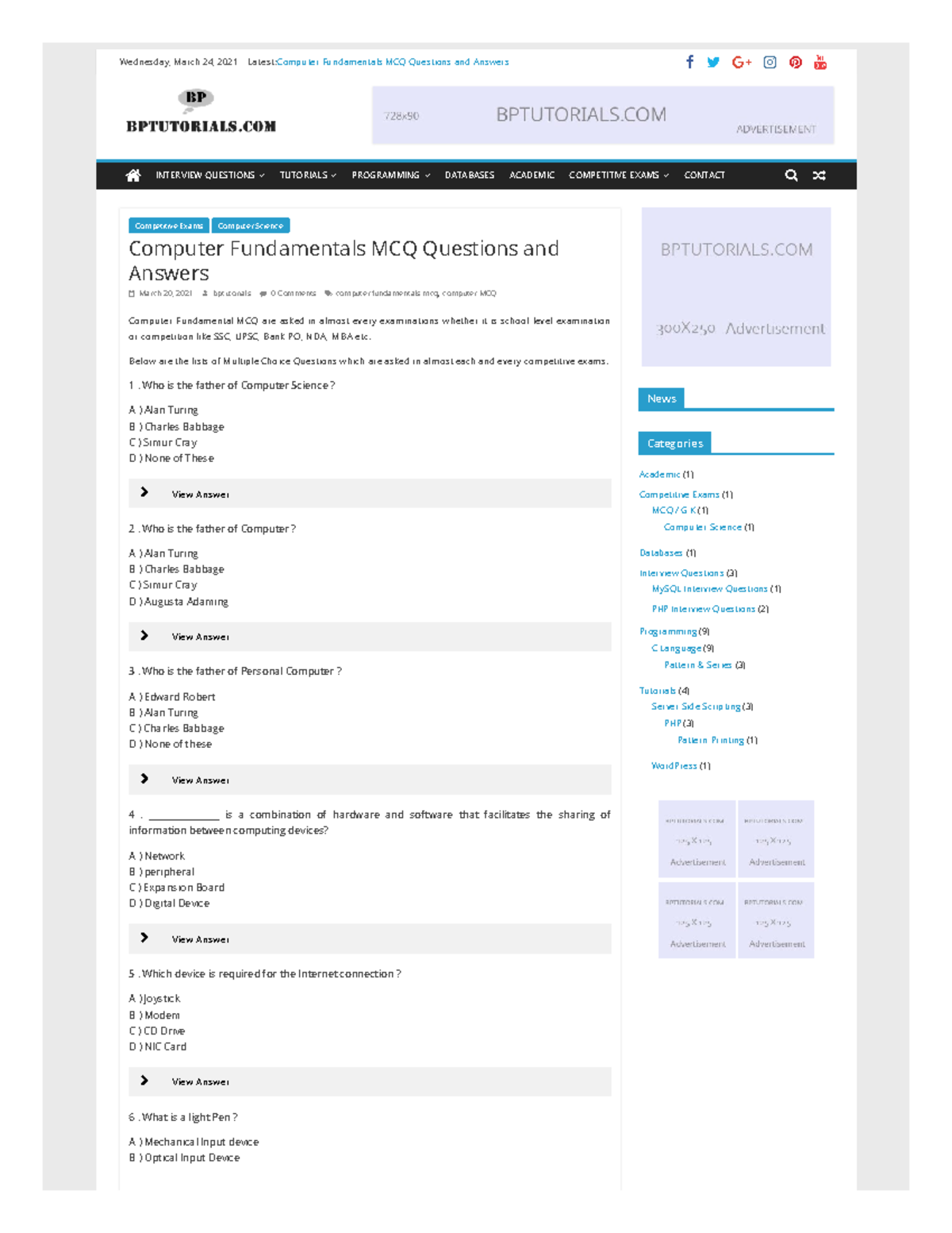 Computer fundamental MCQ - Below are the lists of Multiple Choice ...