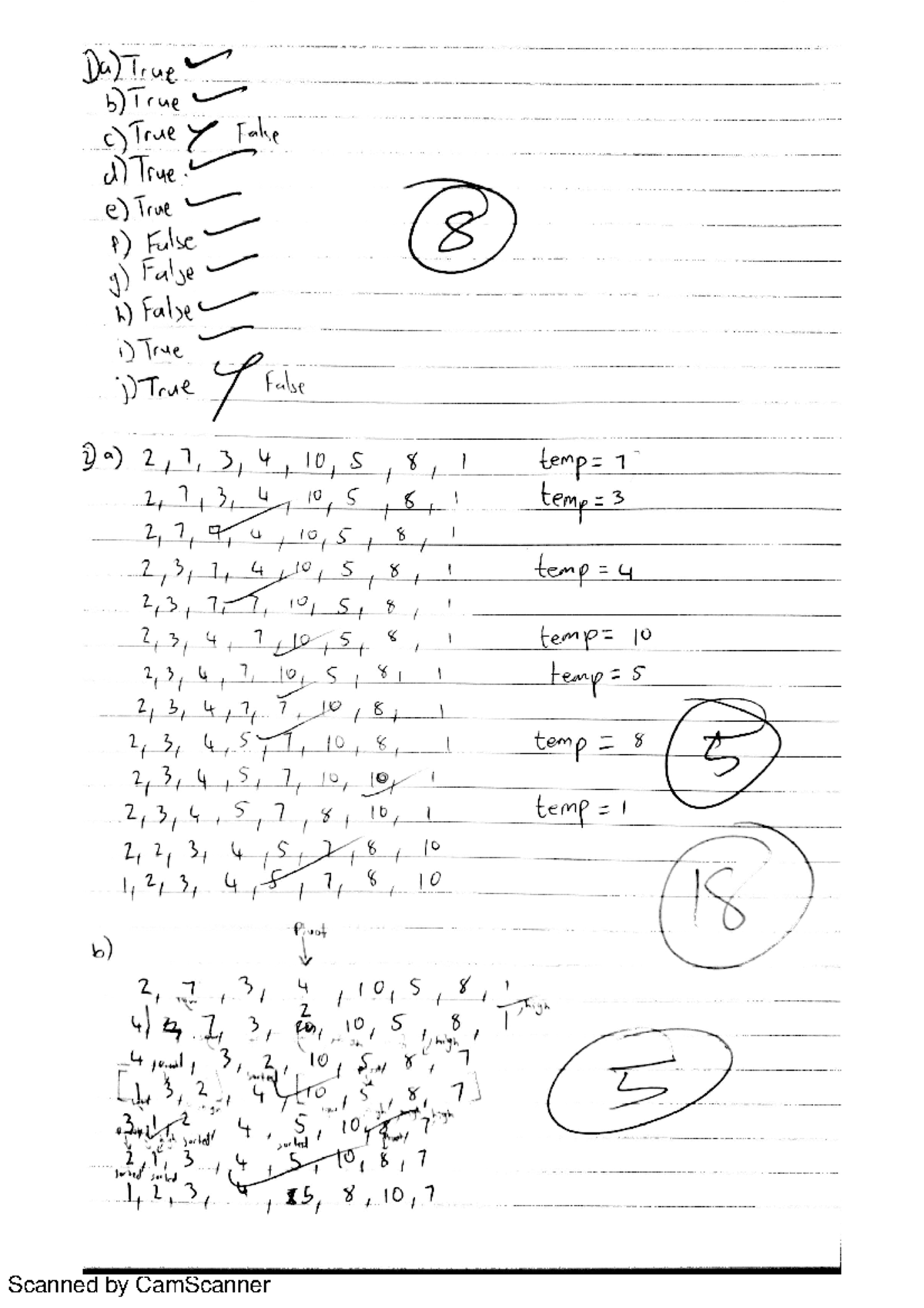 COMP201 Theory Test 3 Solutions - COMP201 - (3) When bhe ae elemen) a ...