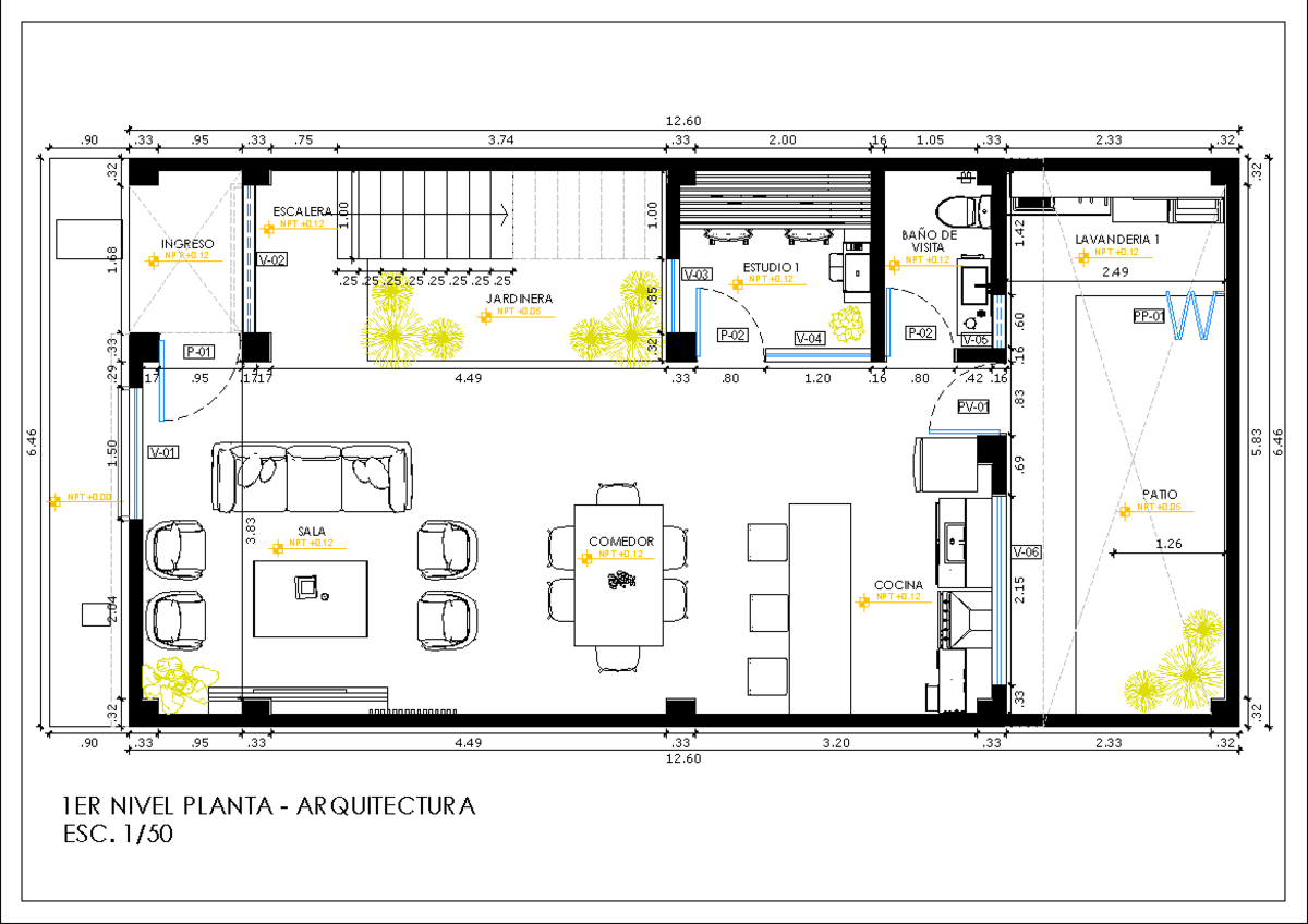 1ER Nivel - Plano - NPT +0 SALA BAÑO DE NPT +0. ####### 1. ####### 1 ...