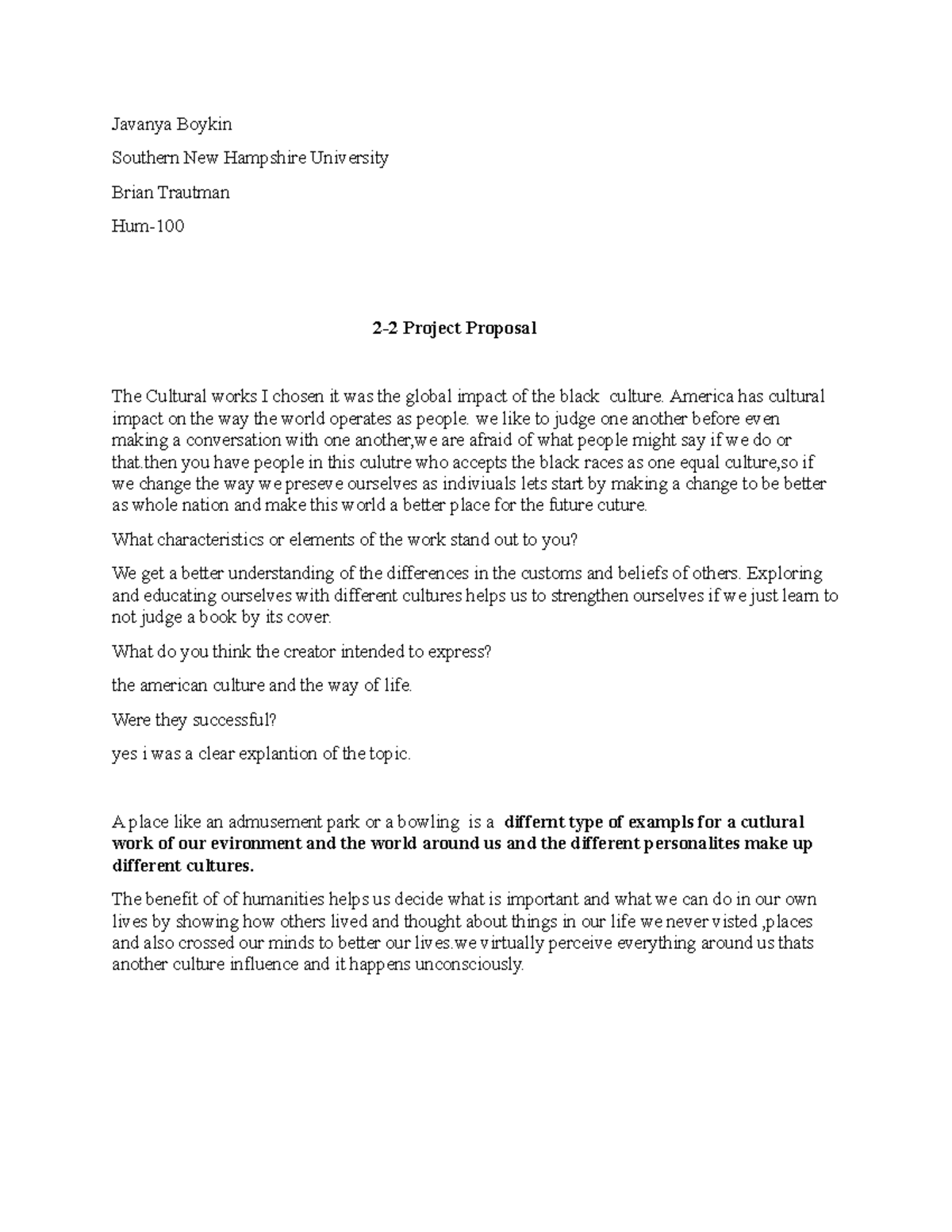 2 2 project proposal - 2-2 - Javanya Boykin Southern New Hampshire ...