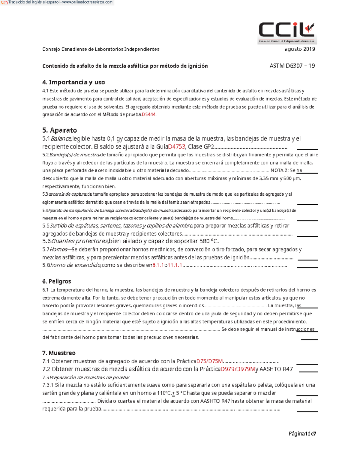 ASTM D6307 19 Aug 2019 - Consejo Canadiense de Laboratorios ...