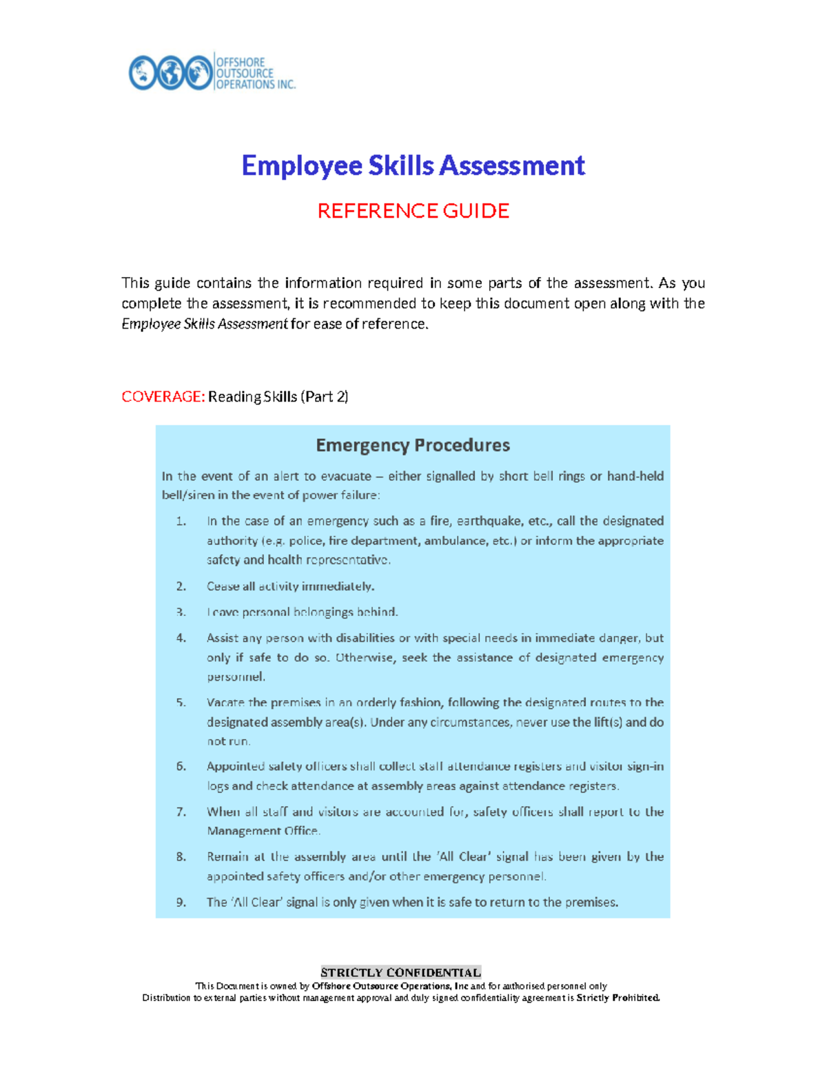 Employee Skills Assessment Reference Guide - STRICTLY CONFIDENTIAL This ...