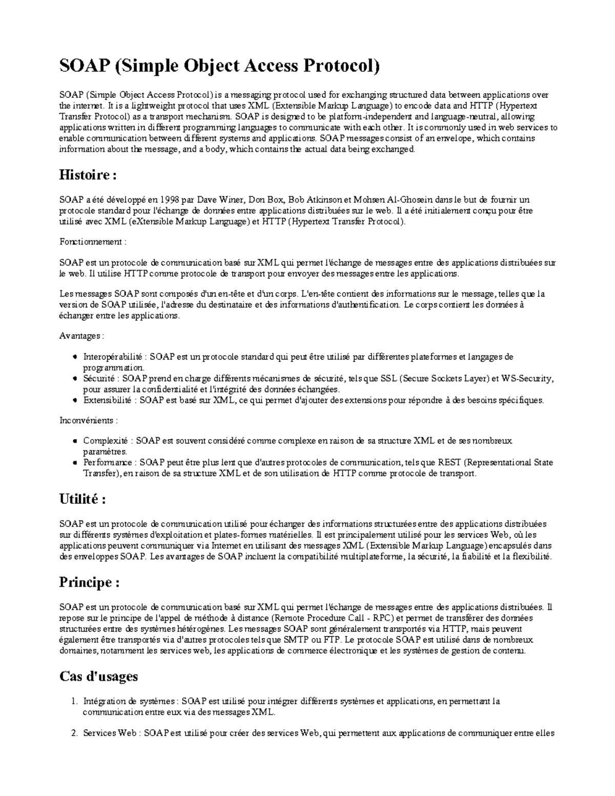 SOAP (Simple Object Access Protocol) - It is a lightweight protocol ...