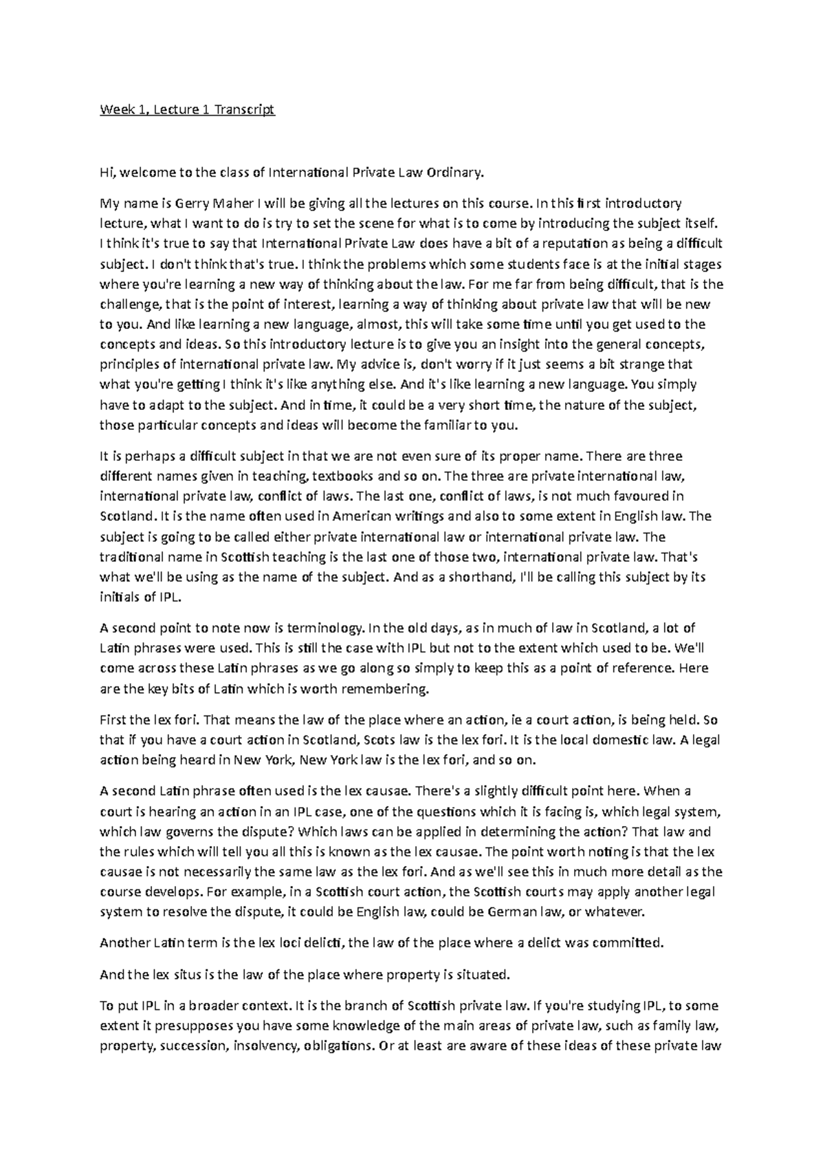 Ipl Lecture 1 Transcript Week 1 Lecture 1 Transcript Hi Welcome To The Class Of