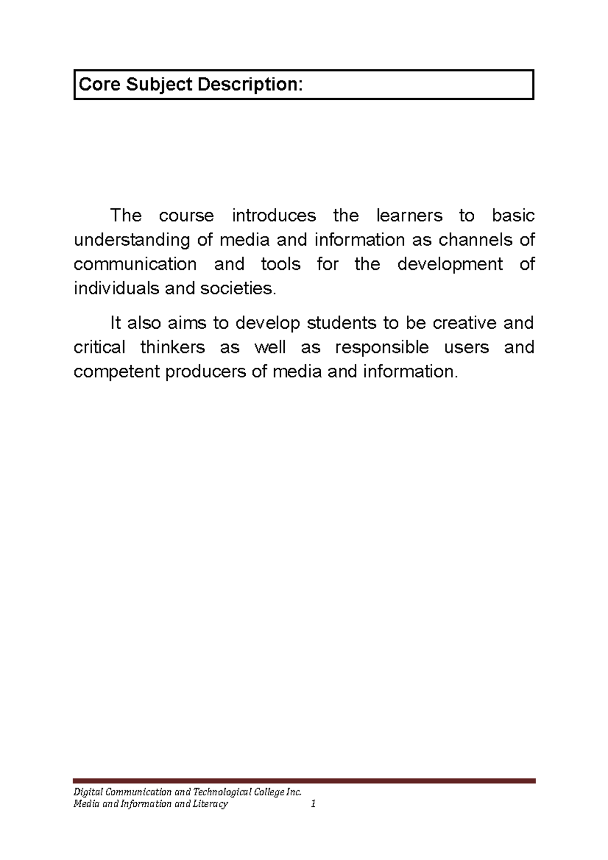 MIL- Module - learning material to be used for student research - Core ...