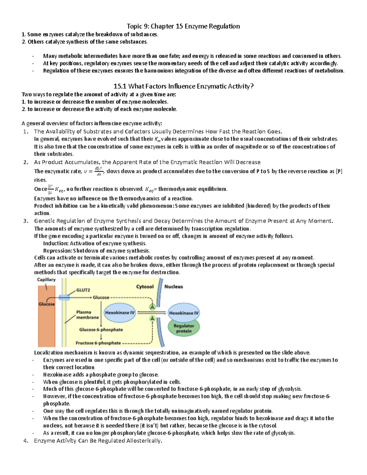 Biochem topic 9 - Topic 9: Chapter 15 Enzyme Regula:on Some enzymes ...