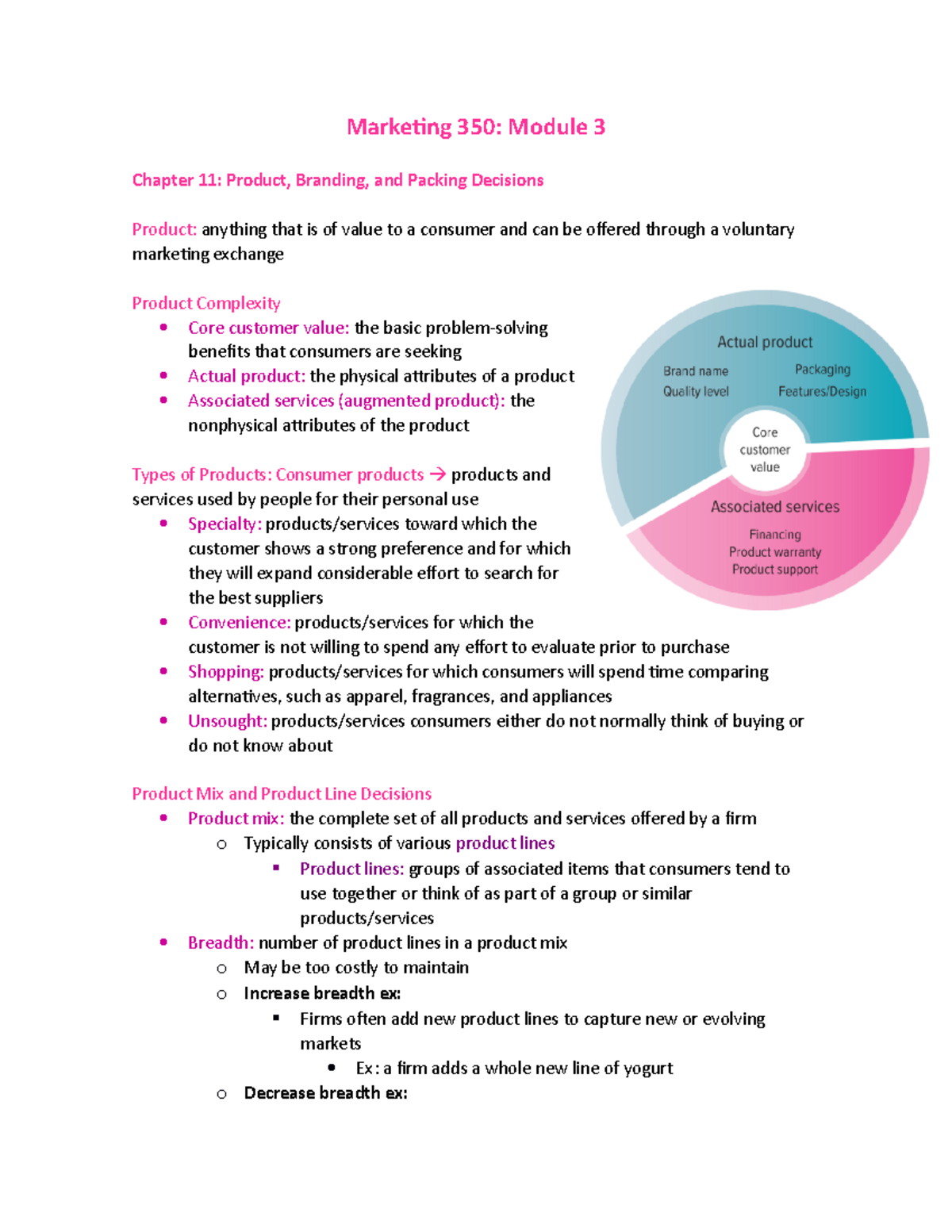 Mktg 350 module 3 - Marketing 350: Module 3 Chapter 11: Product ...