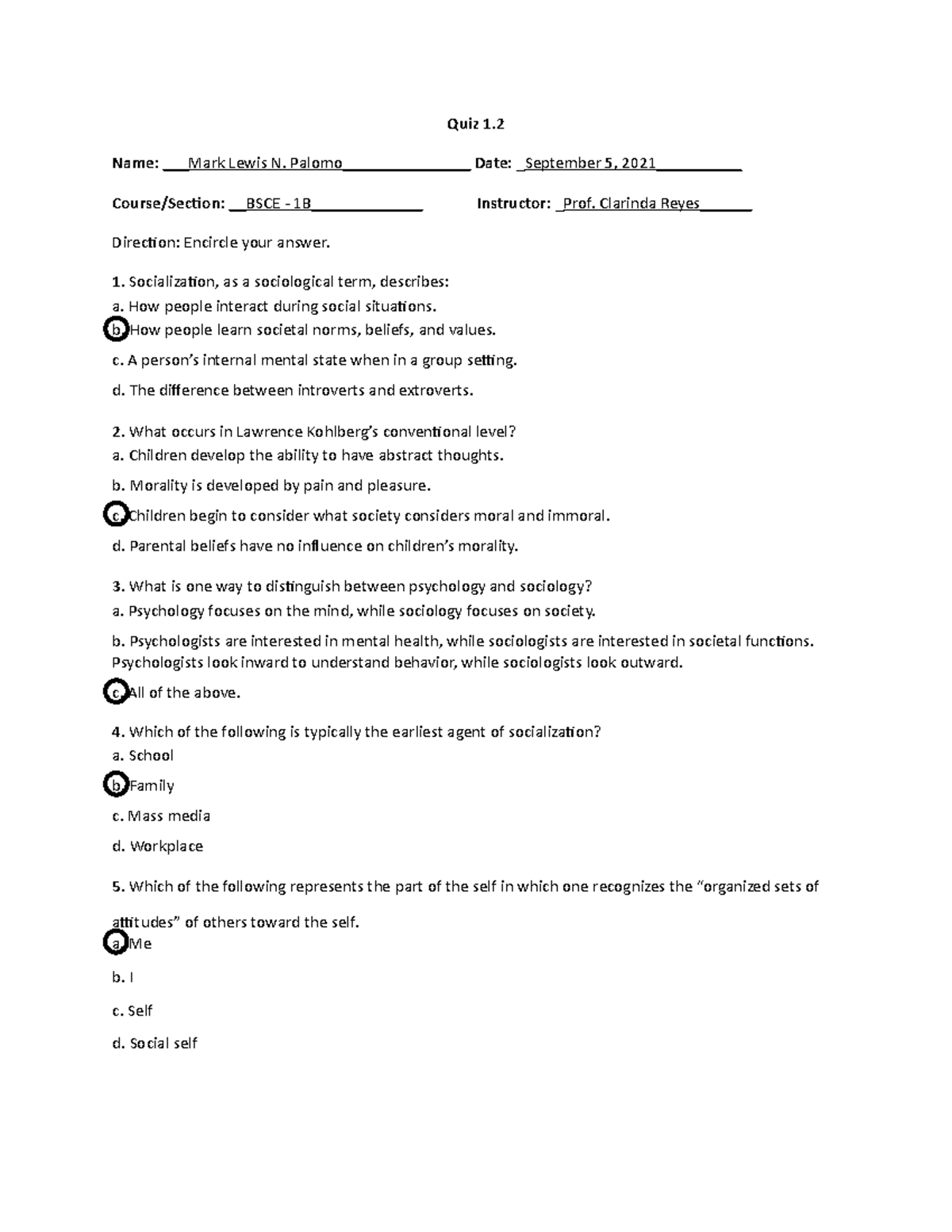 Quiz 1.2 ( Module 1) - Quiz Ethics - Quiz 1. Name: Mark Lewis N. Palomo____________ Date ...