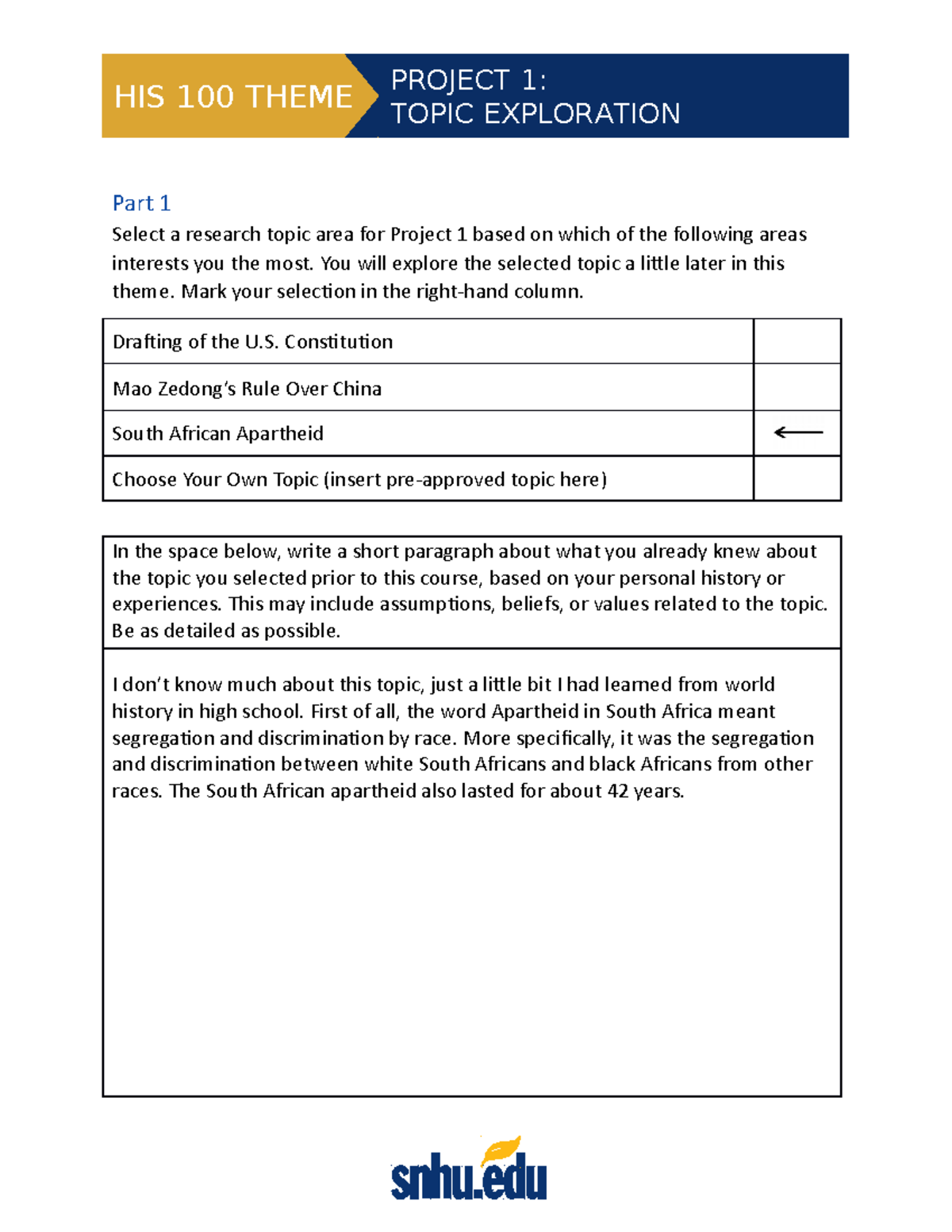 HIS 100 Topic Exploration Worksheet - TOPIC EXPLORATION HIS 100 THEME ...