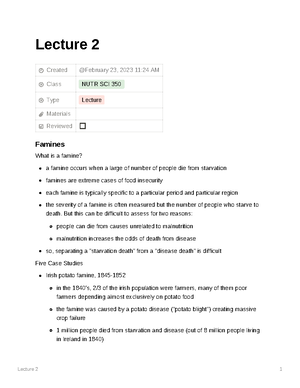 Nutri Sci 350: Lecture 11 - Lecture 3 Created Class NUTR SCI 350 Type Lecture Materials Reviewed ...