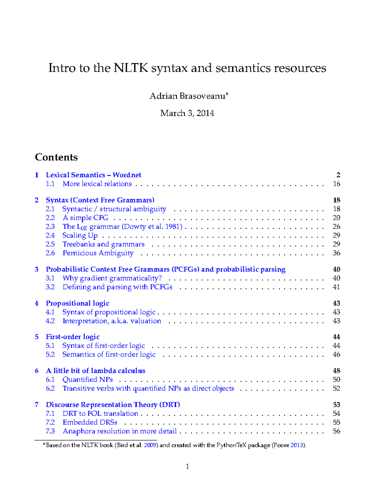 NLTK syn sem - Definitely not a good - Intro to the NLTK syntax and semantics resources - March ...