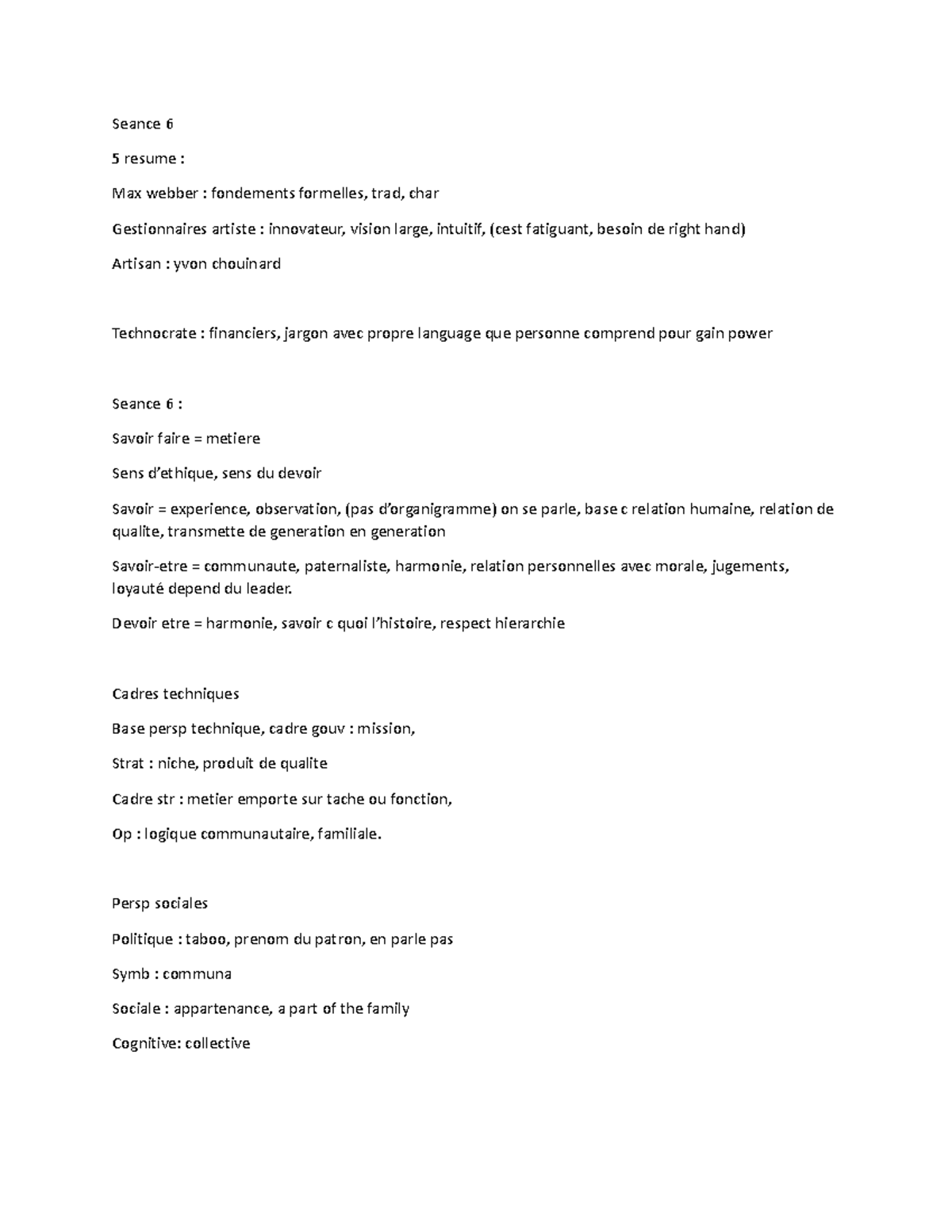 Seance 6 - Résumé Management - Seance 6 5 resume : Max webber ...