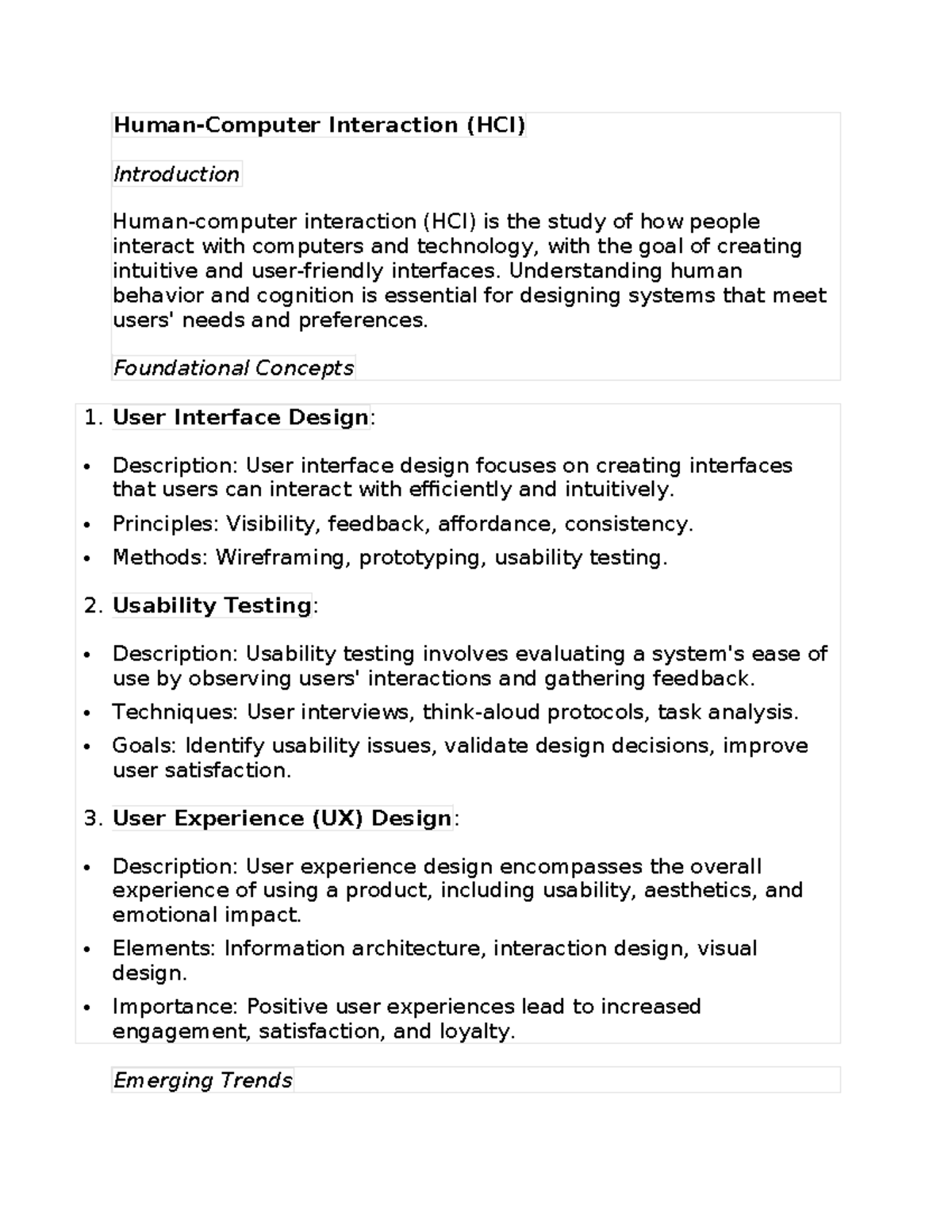 HCI - Summary computer science - Human-Computer Interaction (HCI) Introduction Human-computer ...