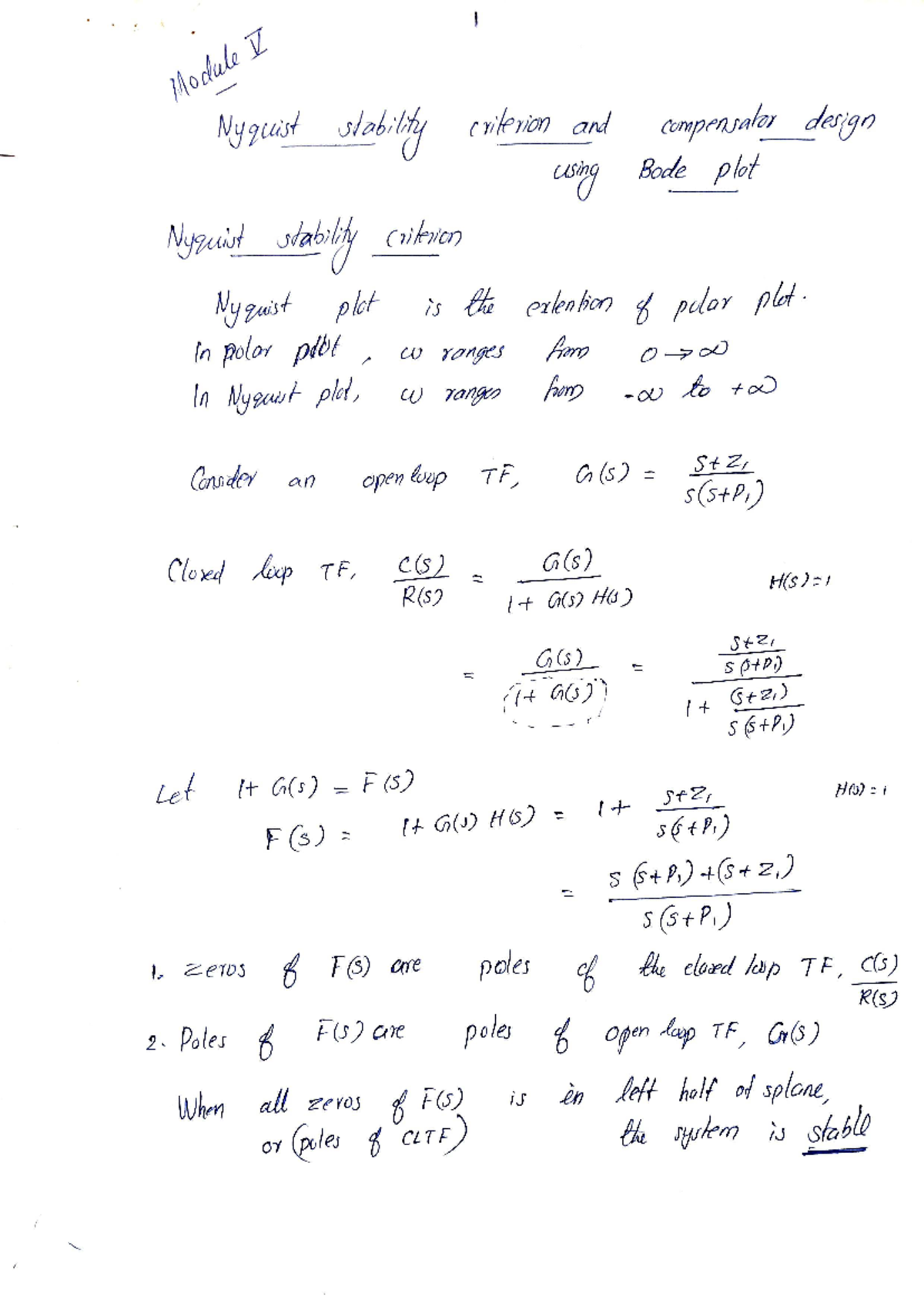 Lcs module 5 - Linear control systems - Studocu