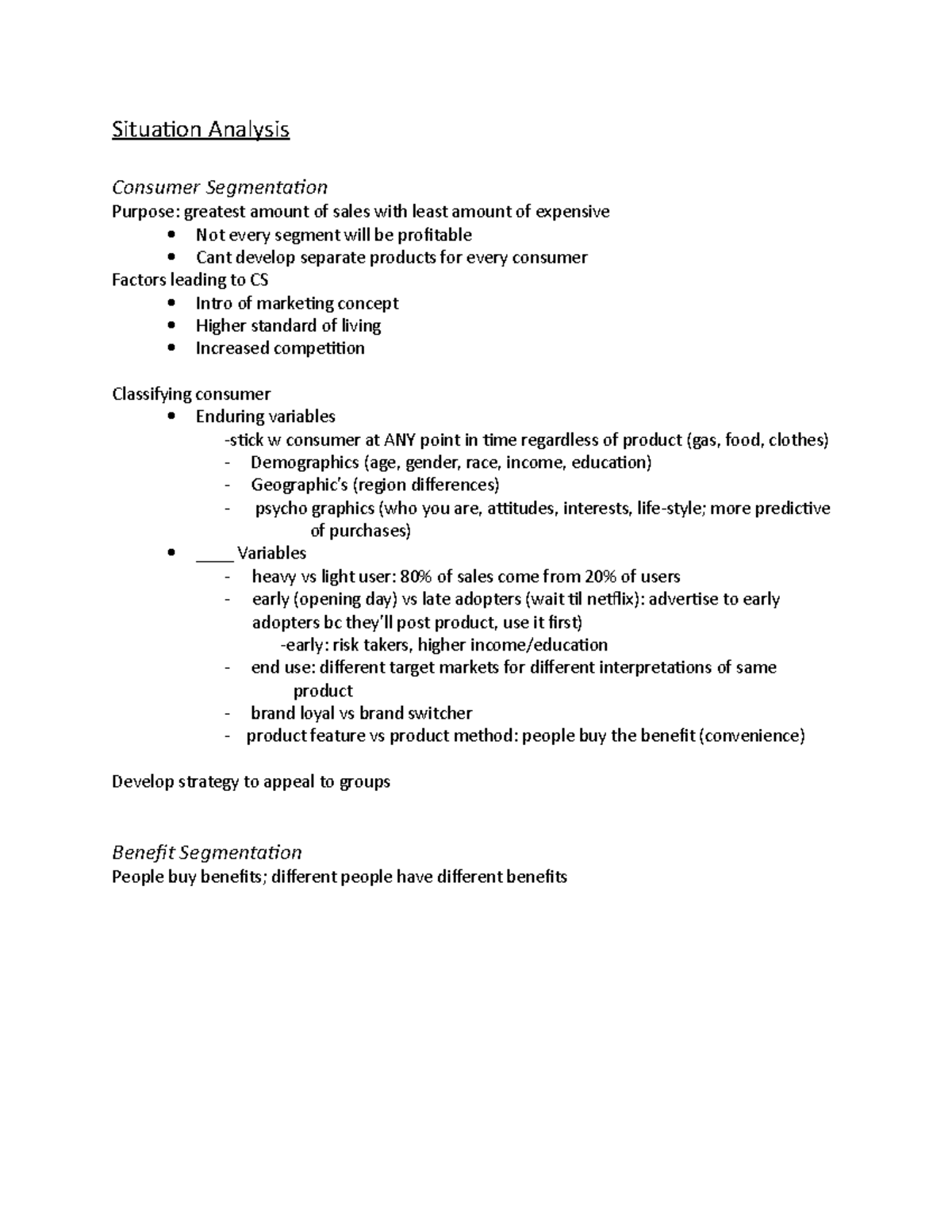 Situation Analysis - Lecture notes 10 - Situation Analysis Consumer ...