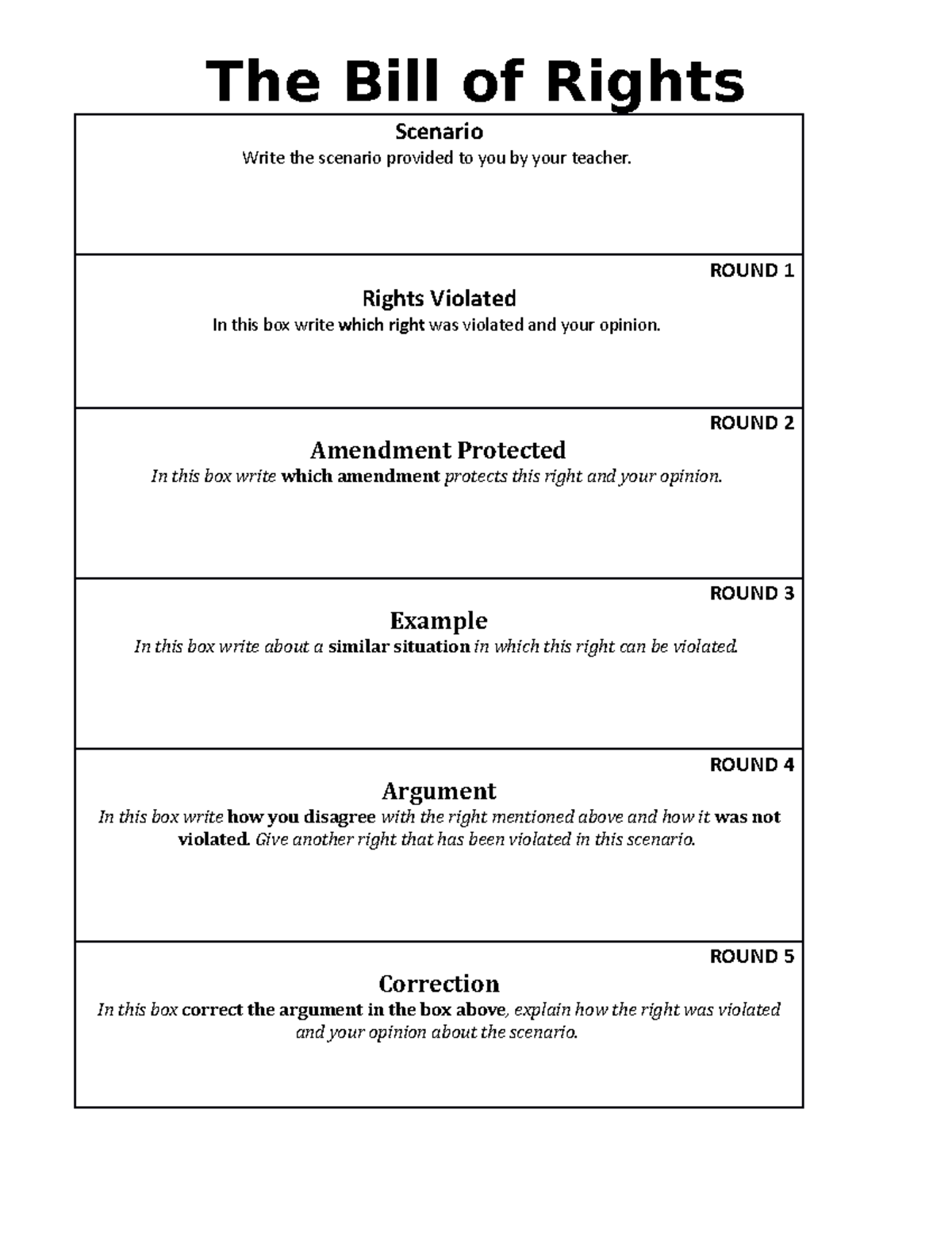 Bill Of Rights Scenario Analysis 2 The Bill Of Rights Scenario Write