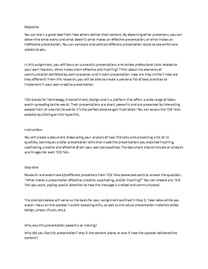 GEN1011-O-Creative Presentation 1.4 TED Talk Analysis - TED Talk ...
