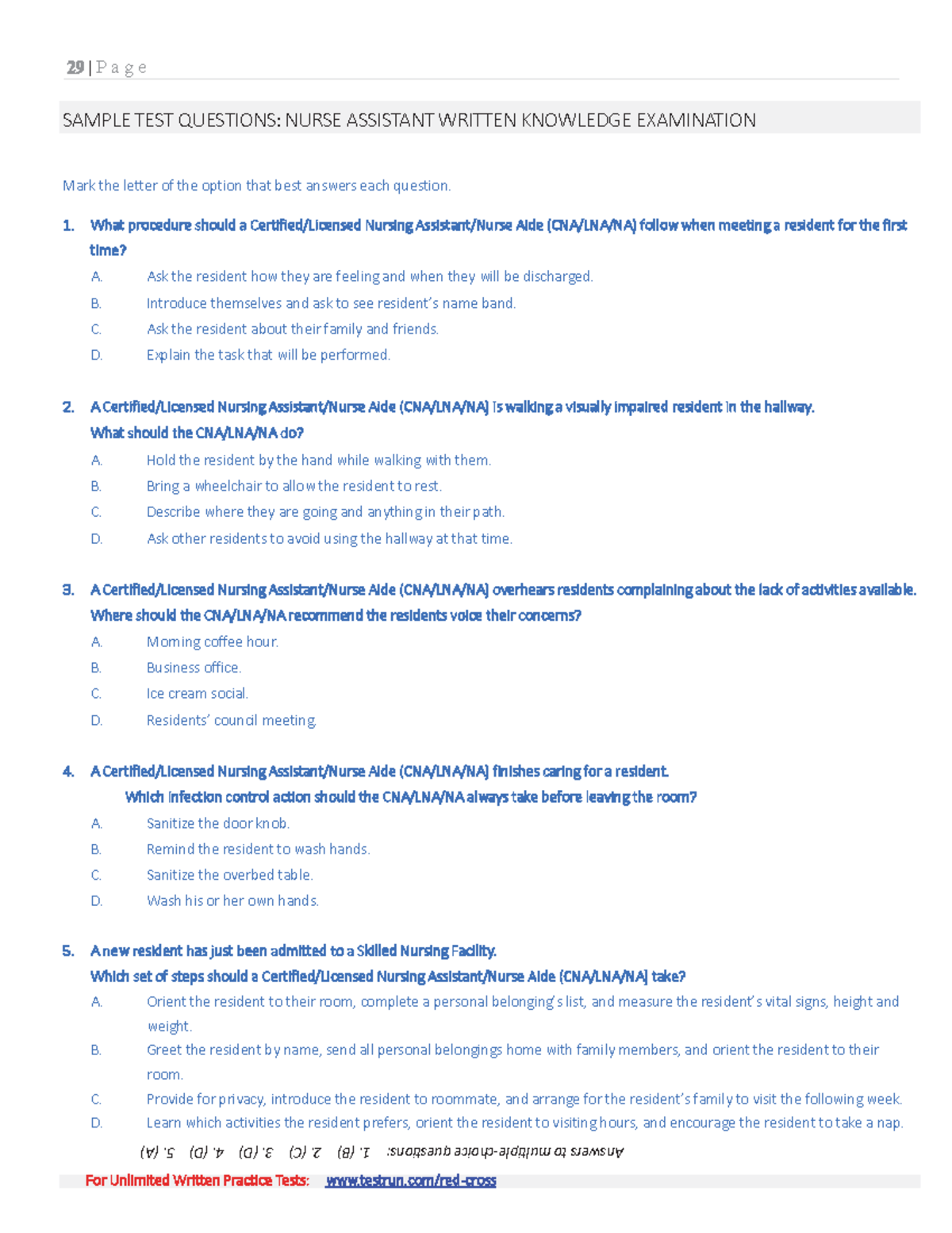 Page 29 Written TEST – Sample TEST Questions Page 29 - | P a g e SAMPLE ...