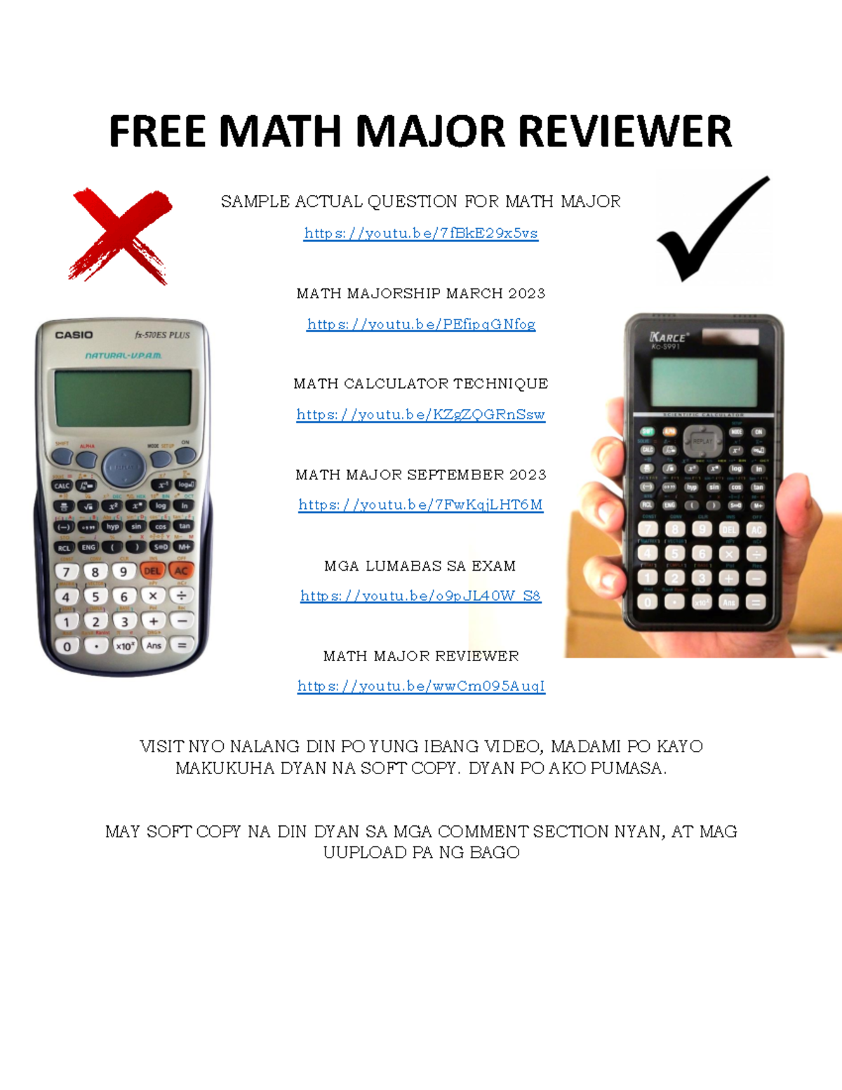 FREE MATH Major Reviewer 2024 - FREE MATH MAJOR REVIEWER SAMPLE ACTUAL ...
