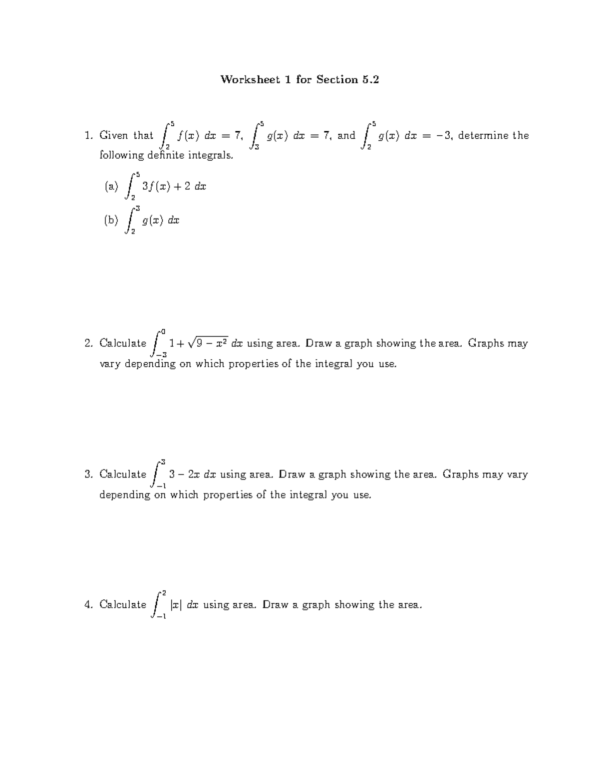 S23worksheet for 5 2 - Professor Merz Calculus 1 Worksheet - Worksheet ...