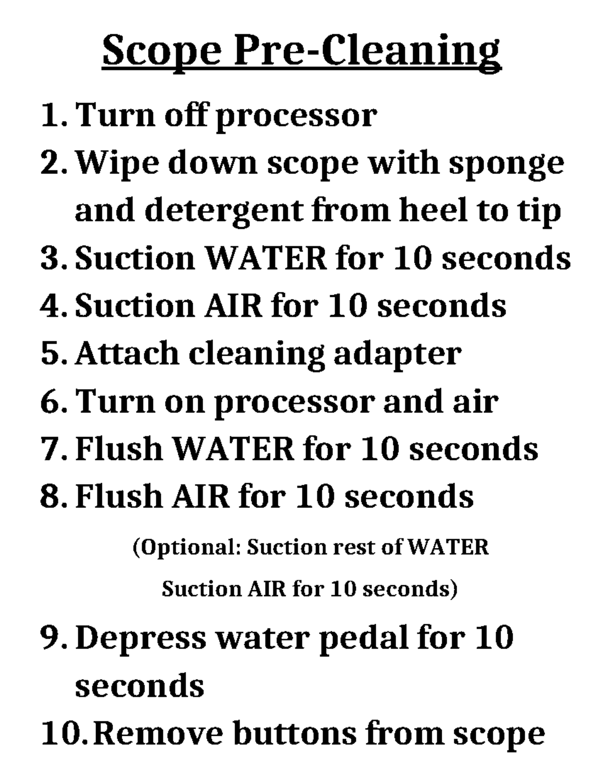 Scope precleaning copy - ARHI 1100 - Scope Pre-Cleaning 1. Turn off ...