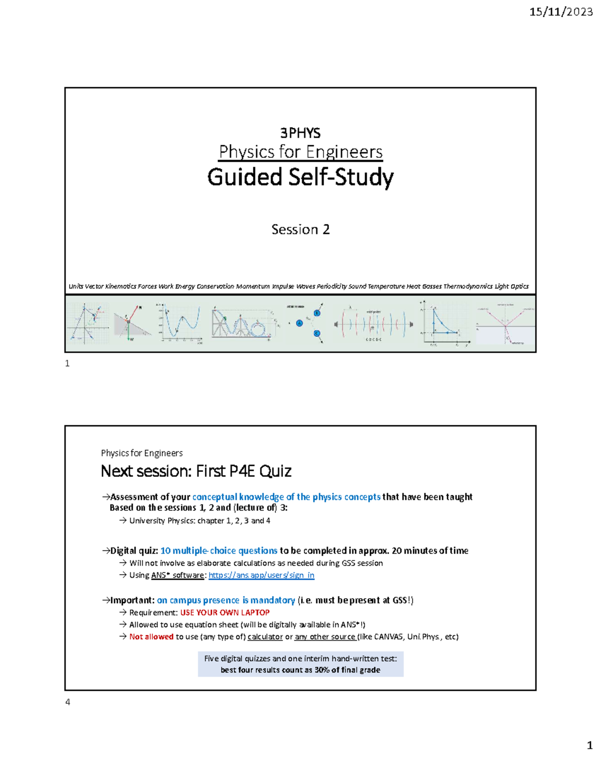1.2 Session 02 - GSS slides - 3PHYS Physics for Engineers Guided Self-Study Session 2 Units ...