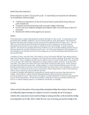 Week 1 discussion responses - Week 2 Discussion responses: Please ...