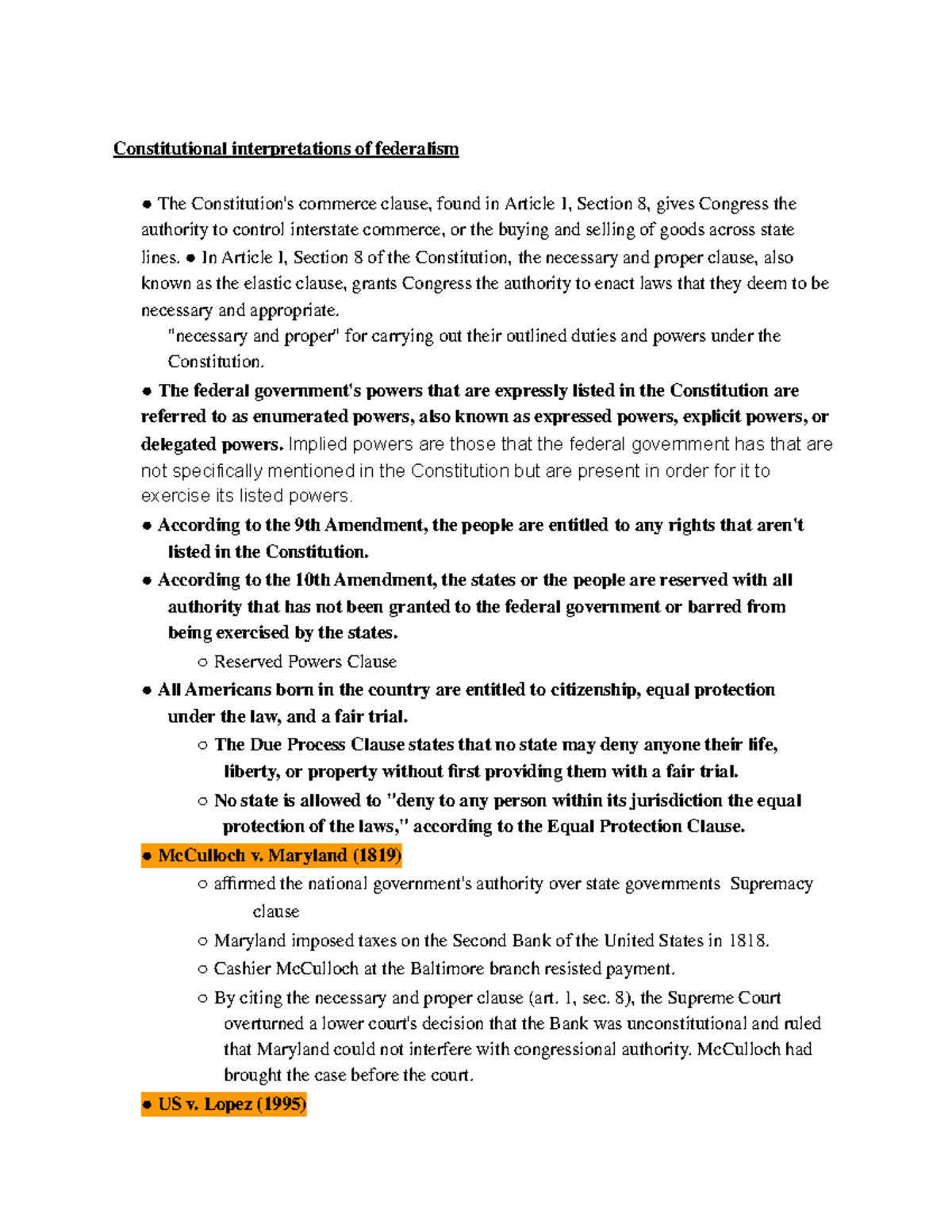 Unit 1 Constitutional interpretations of federalism - Constitutional ...